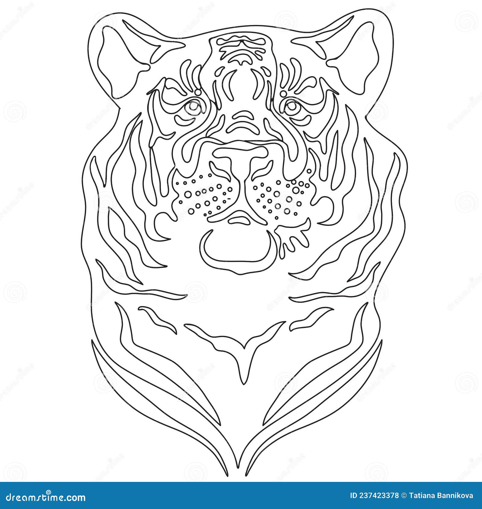 Vector Head of Tiger. Hand Drawn Coloring Book Page Stock Vector ...