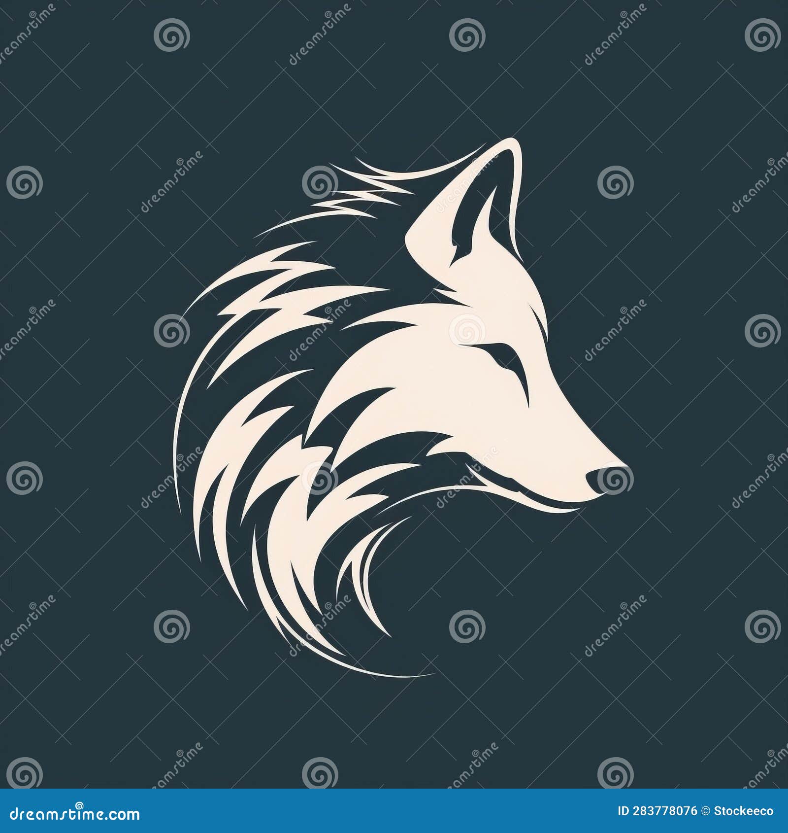 Minimalistic Wolf Head Logo Design with Flowing Silhouettes Stock ...