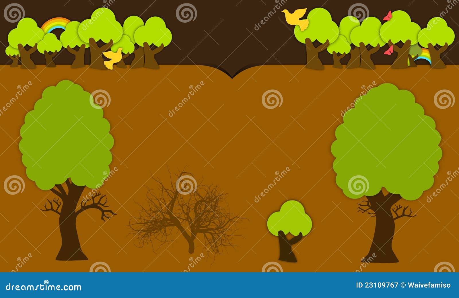 Vector Header with Trees and Woods Elements Stock Vector - Illustration ...