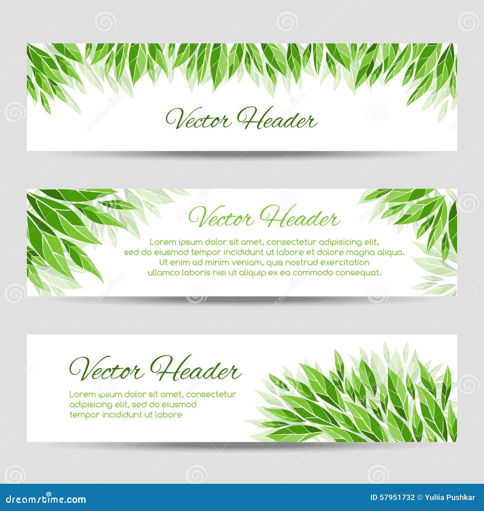 Vector Headers With Green Leaves | CartoonDealer.com #57951732