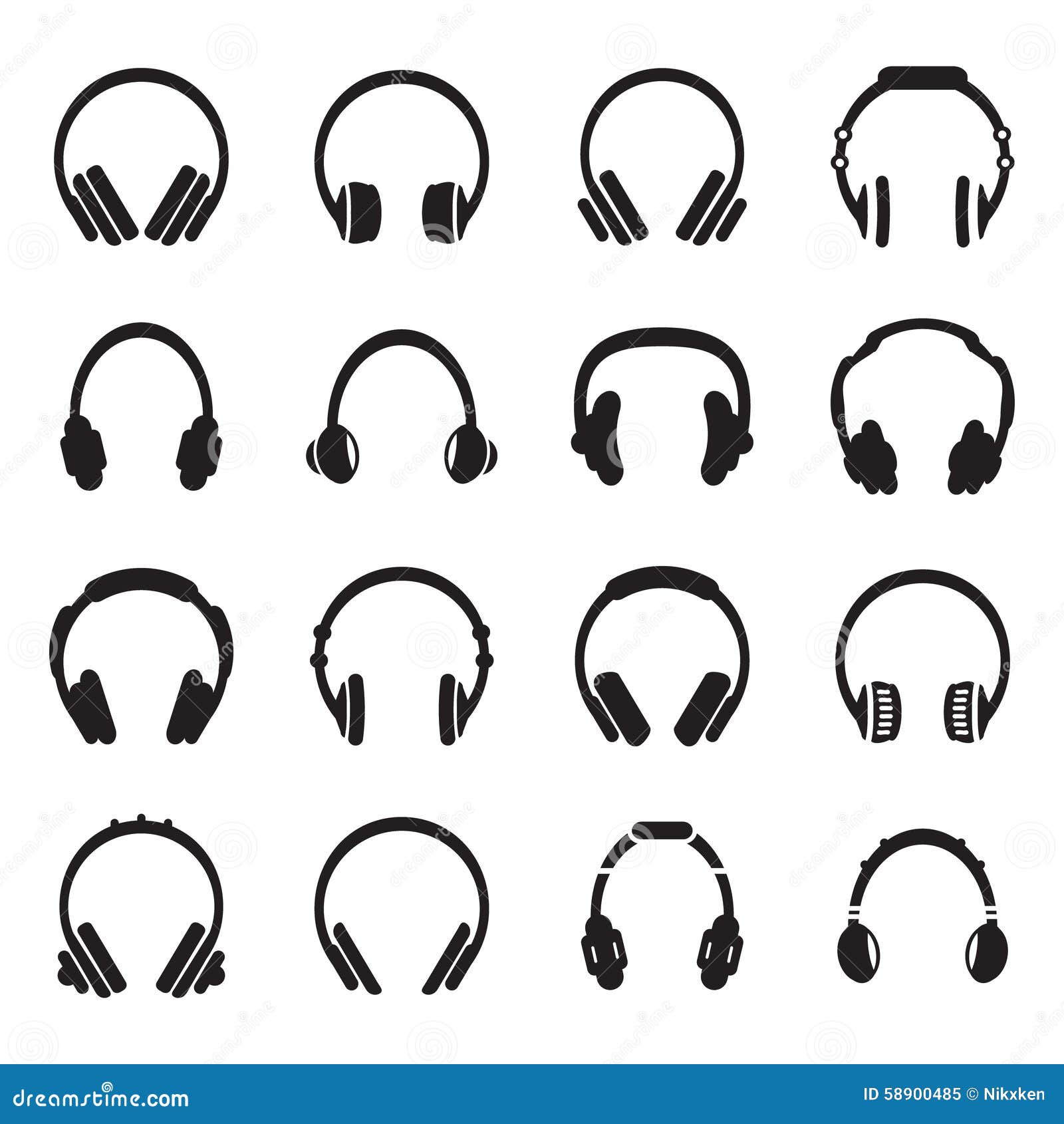 Vector Headphones set stock vector. Illustration of sound - 58900485