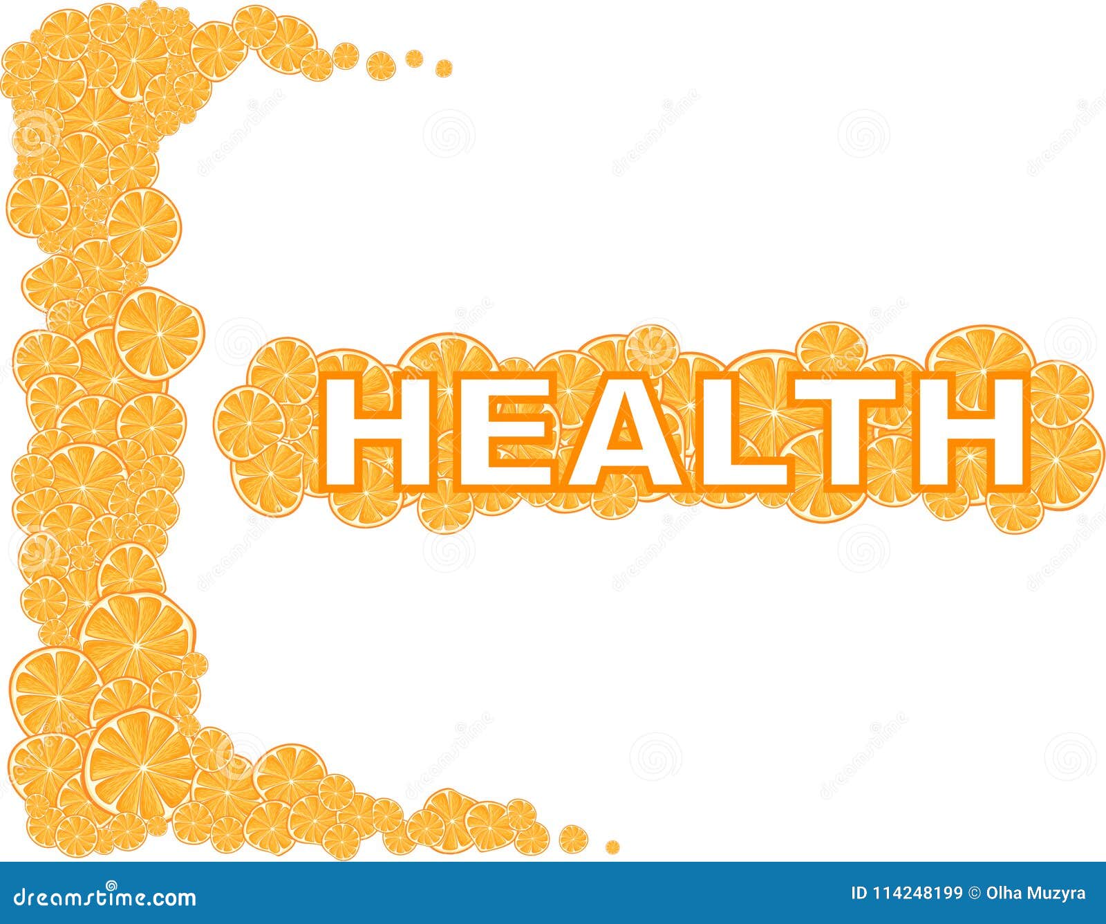 Vector Health Frame with Orange Stock Vector - Illustration of fruit ...