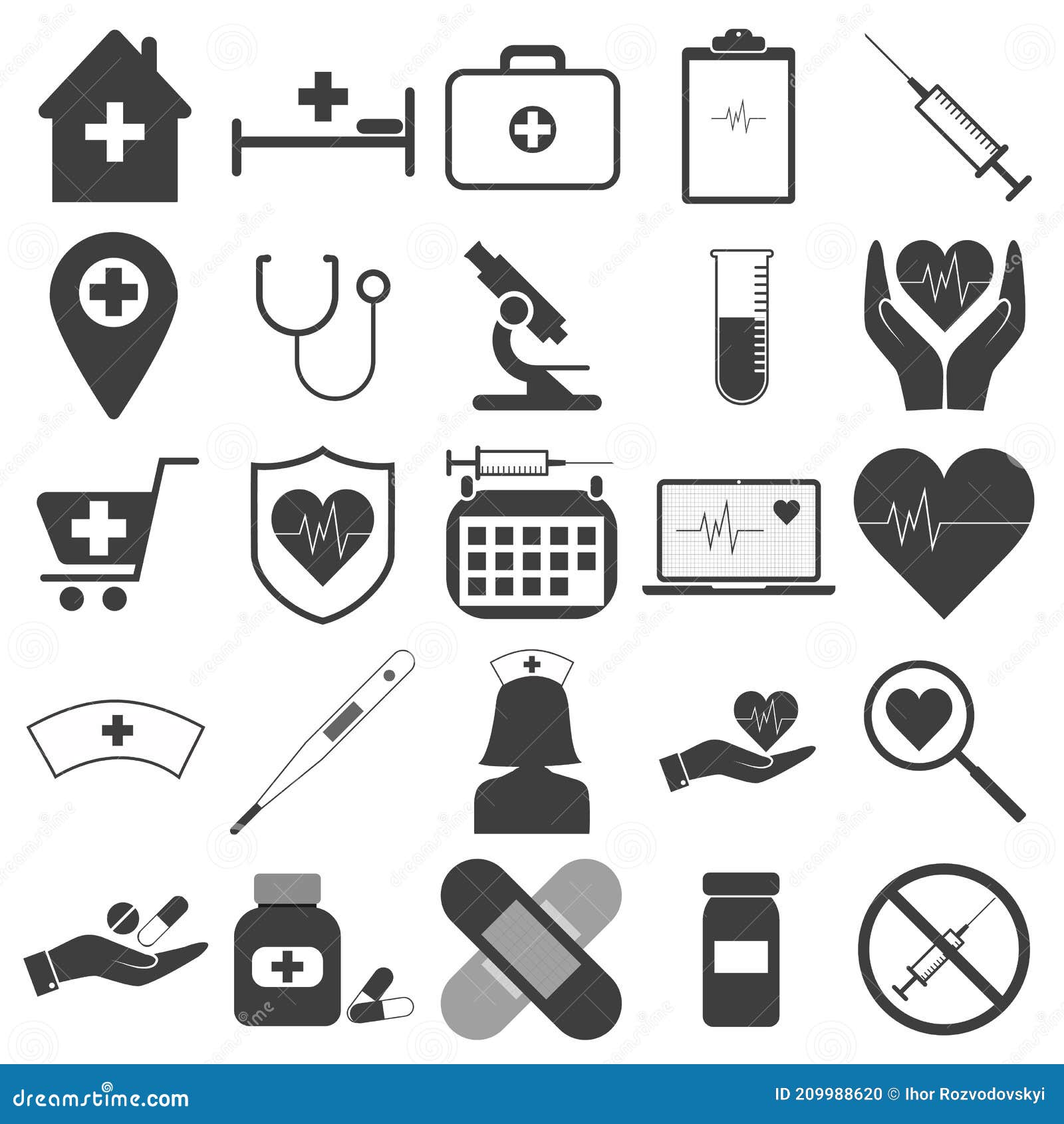 25 Vector Health Icons on White Isolate. EPS10 Stock Vector ...