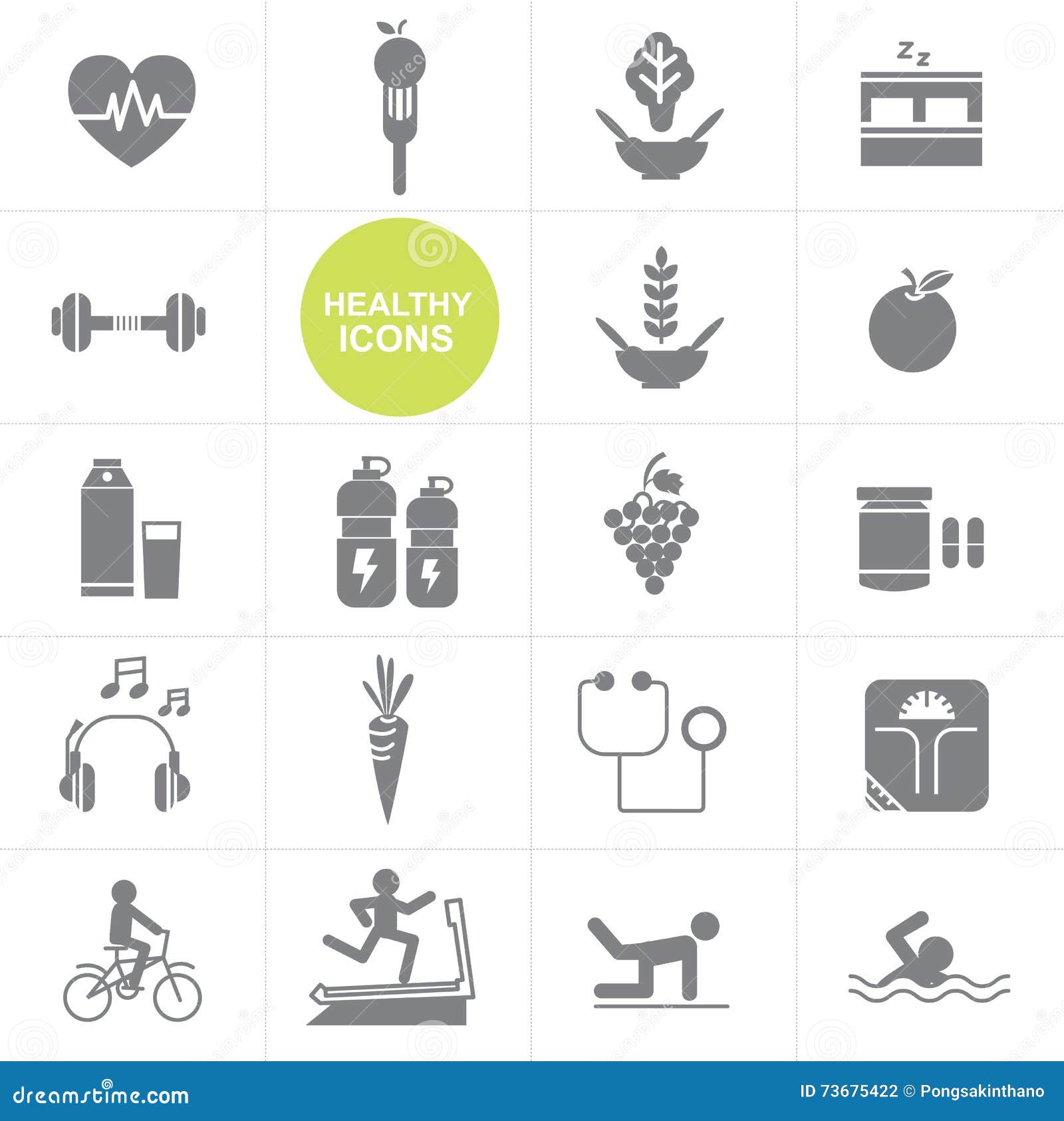 Vector Healthy Icon Set Design Stock Vector - Illustration of flat ...