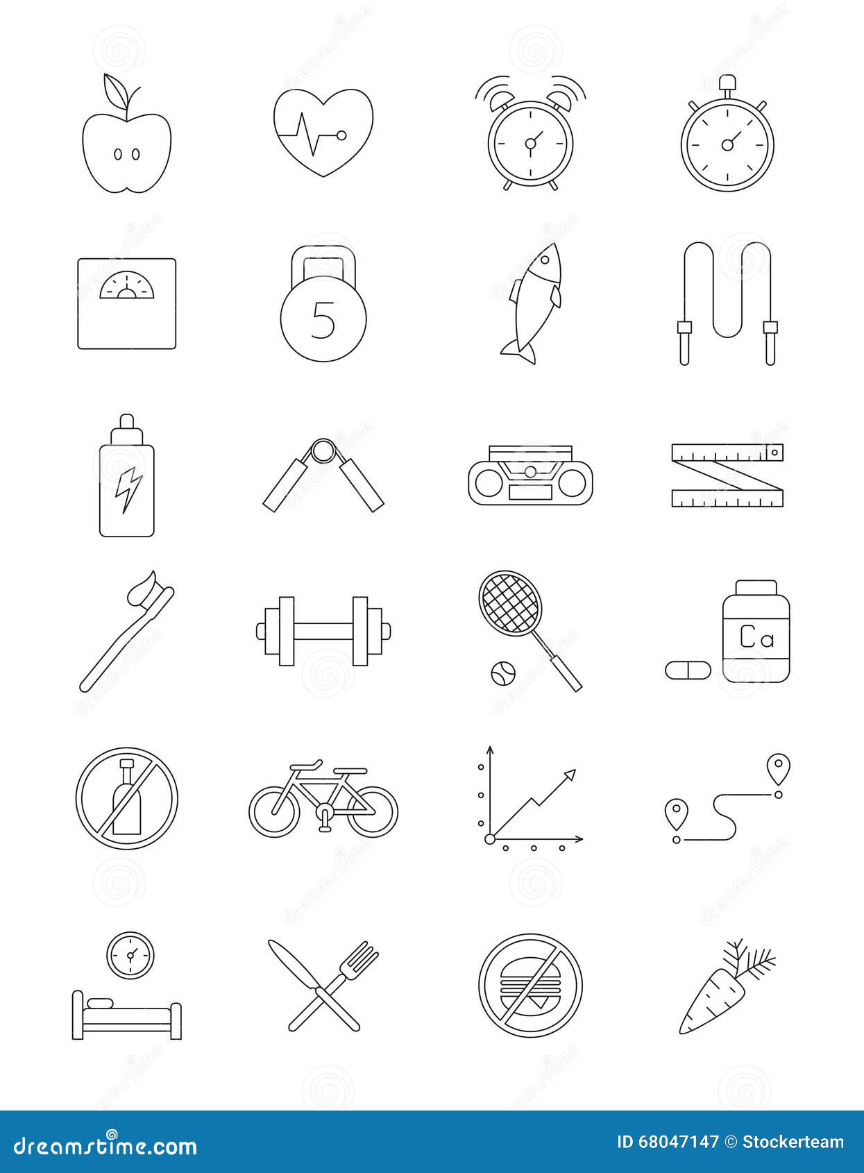Vector Healthy Life Icons Set Stock Illustration - Illustration of ...