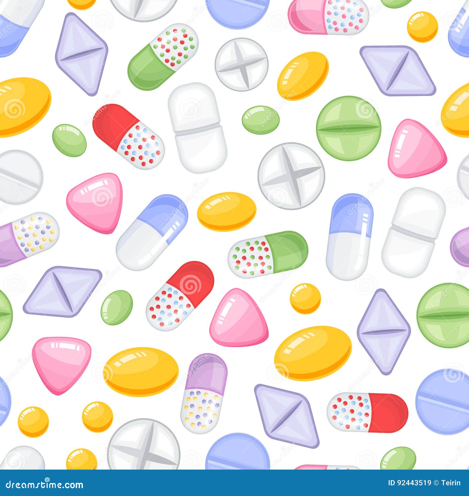 Vector Heap of Tablets and Capsules. Seamless Pattern Tile Stock Vector ...