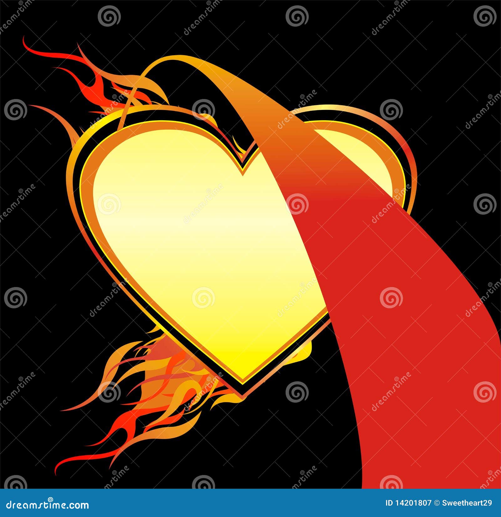Flaming Heart Illustration Vector Stock Vector - Illustration of fire ...