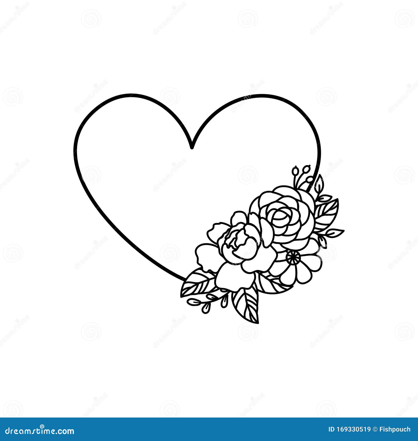 Vector Heart Border with Flower Bouquet. Element for Design. Stock ...