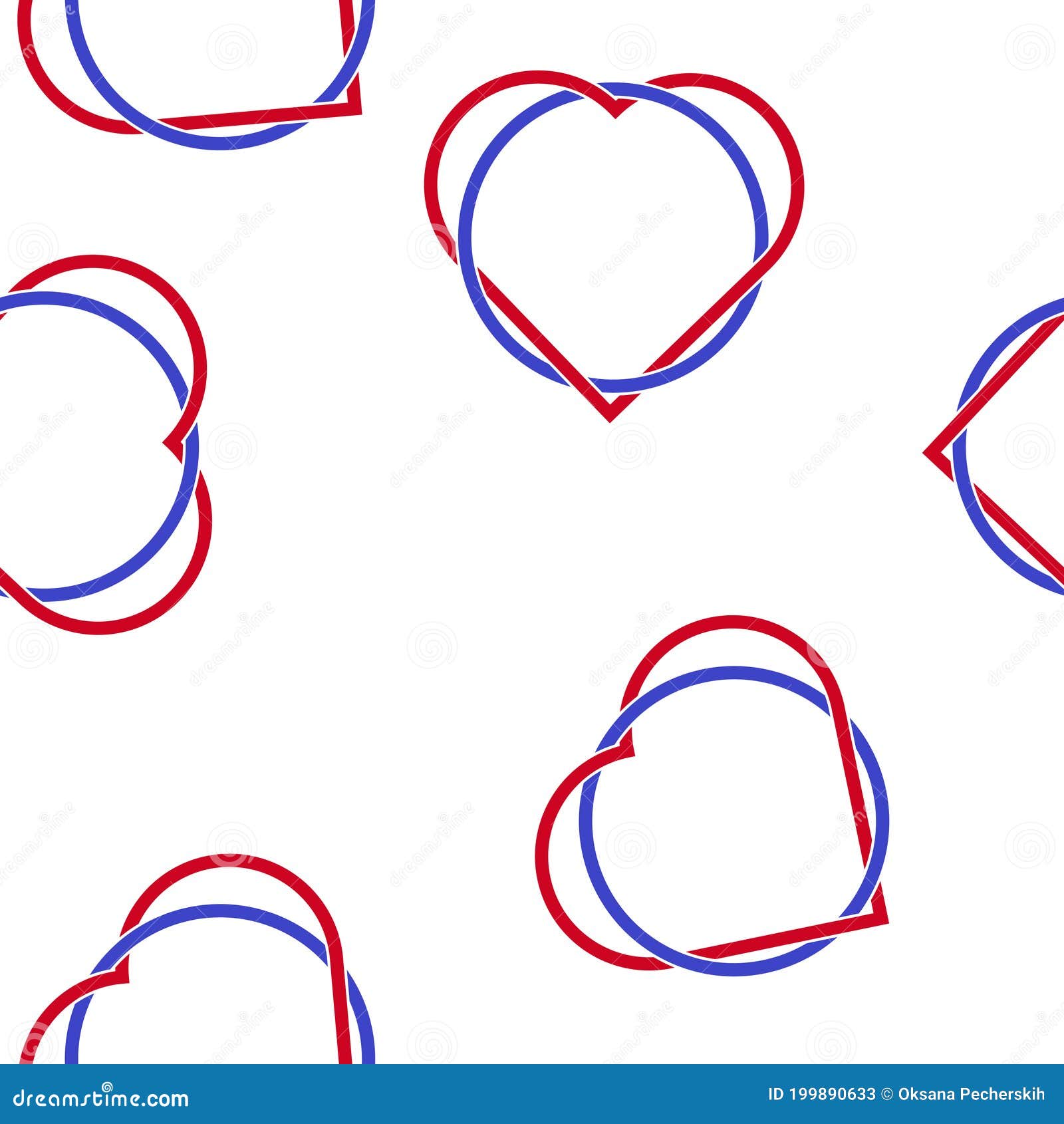 Vector Heart and Circle Seamless Pattern on a White Background Stock ...