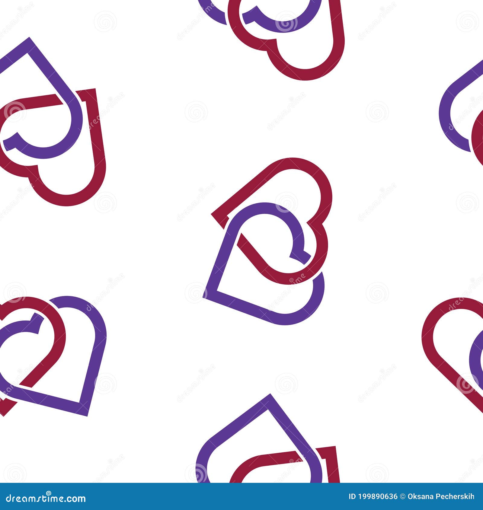 Vector Heart and Circle Seamless Pattern on a White Background Stock ...