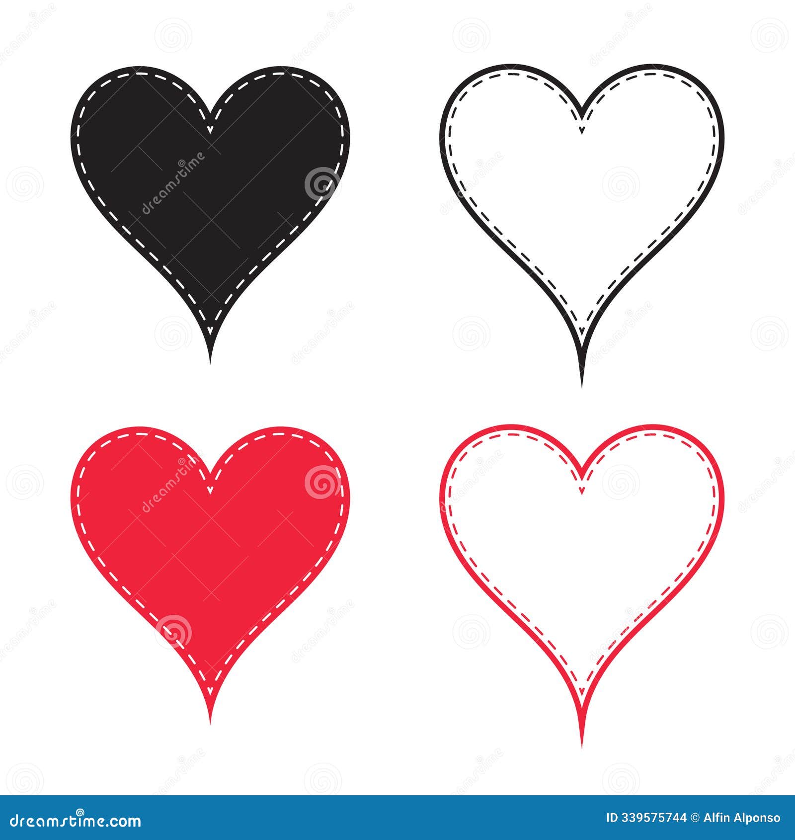 Vector Heart with Dotted Line Stock Illustration - Illustration of ...