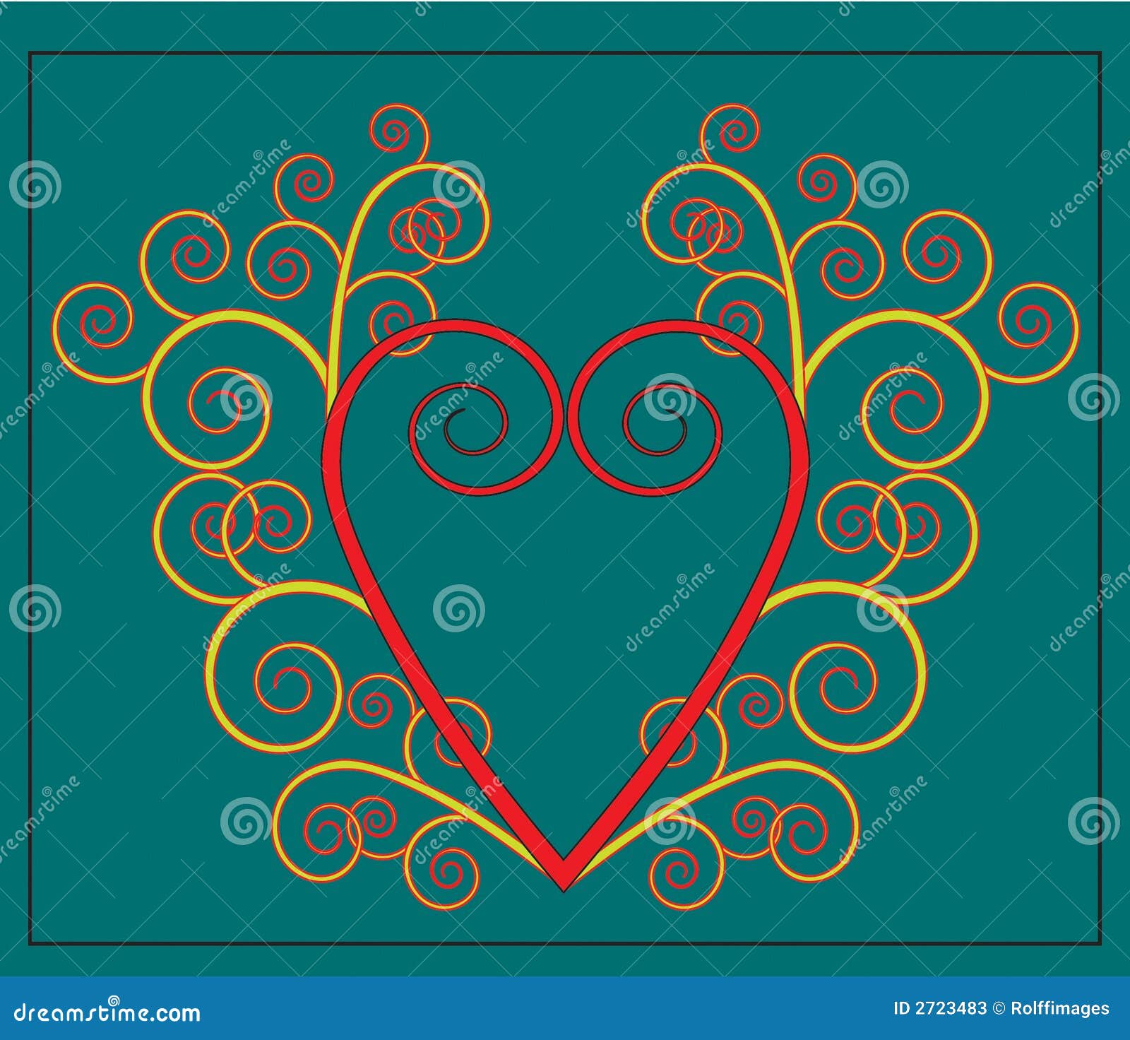 Vector Heart with flourish stock illustration. Illustration of detail ...