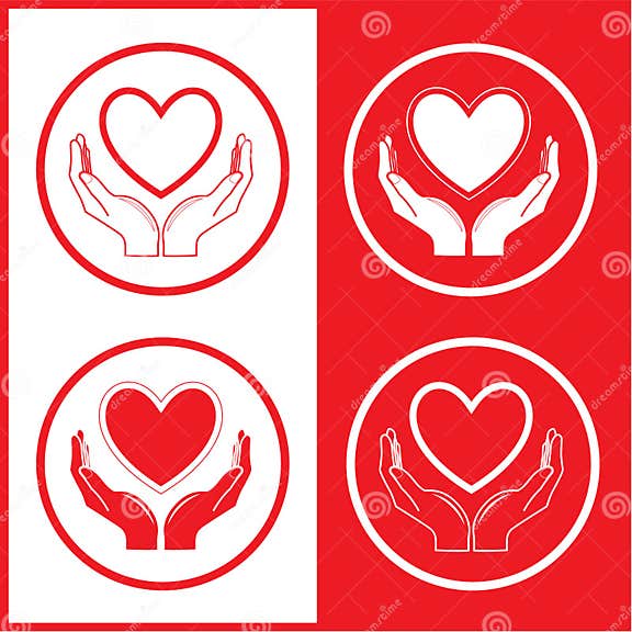 Vector Heart and Hands Icons Stock Vector - Illustration of love, icon ...