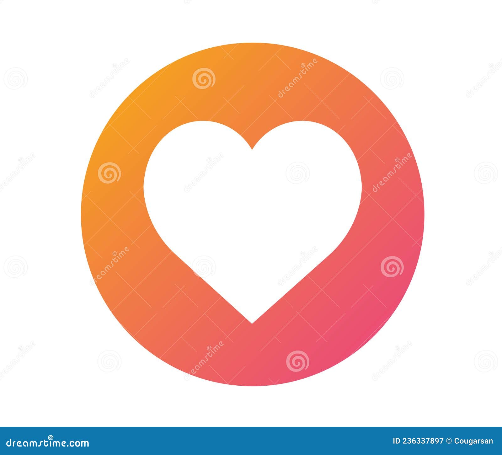Vector Heart Icon, Orange and Pink Colorful Gradient Circle Button ...
