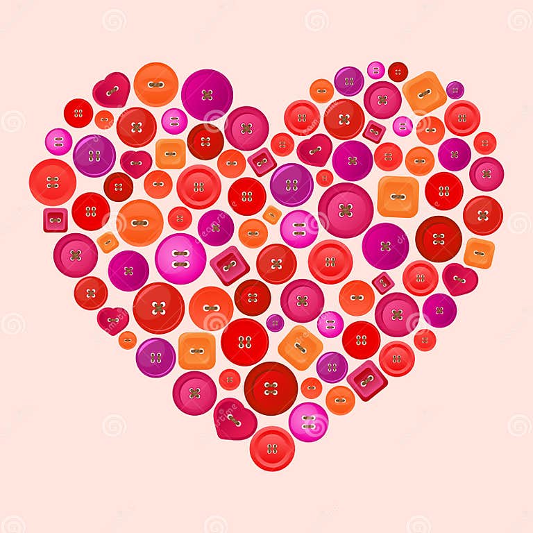 Vector Heart Made of Buttons Stock Vector - Illustration of button ...