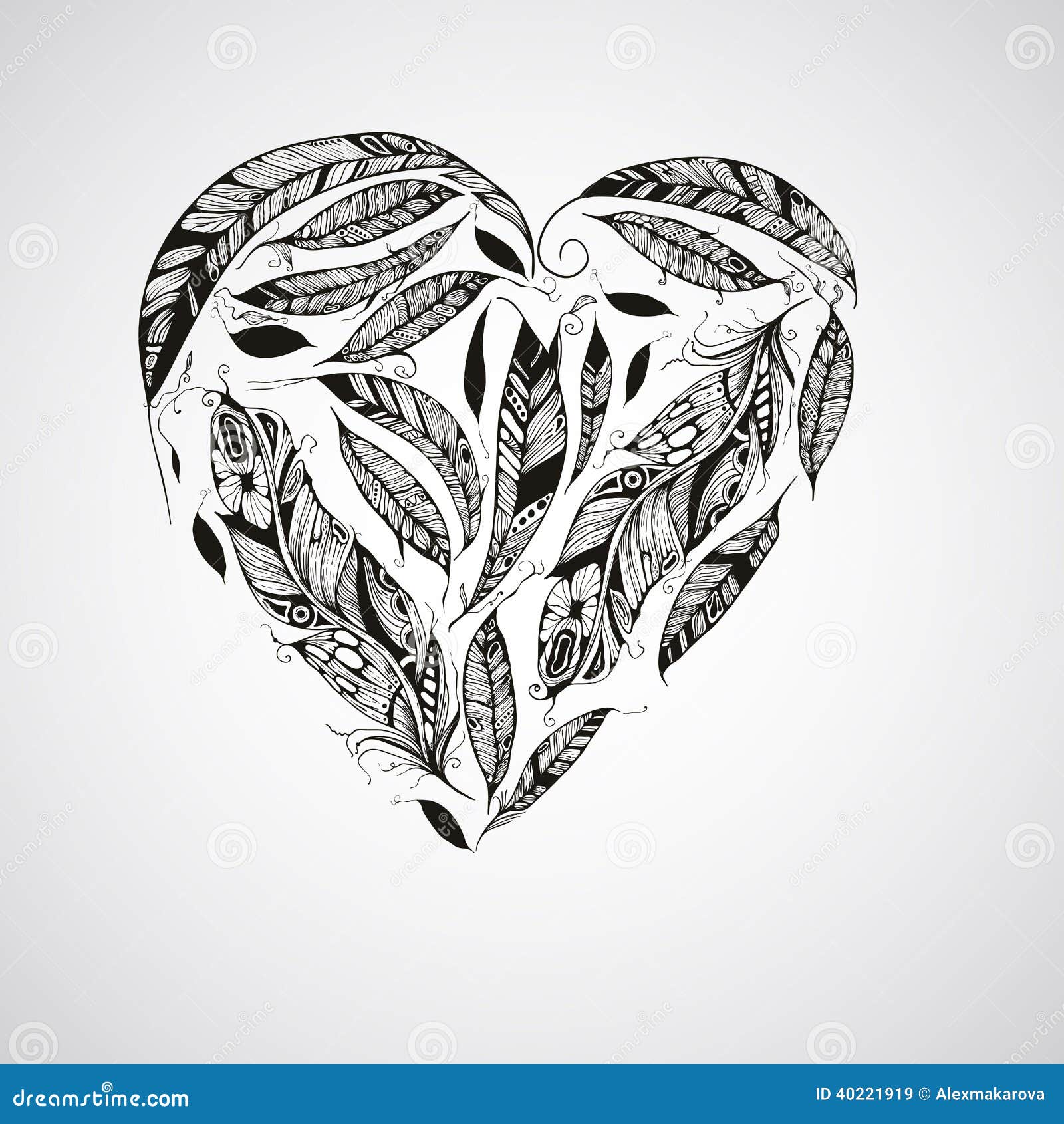 Vector Heart Made of Feathers Stock Vector - Illustration of feather ...