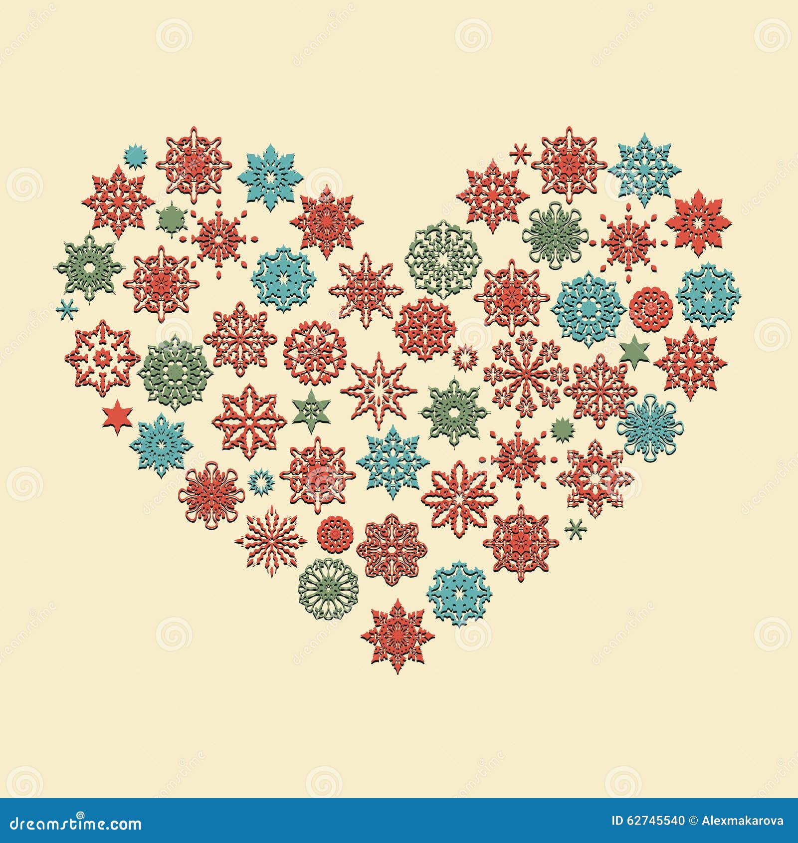Vector Heart Made of Snowflakes Stock Vector - Illustration of sketch ...