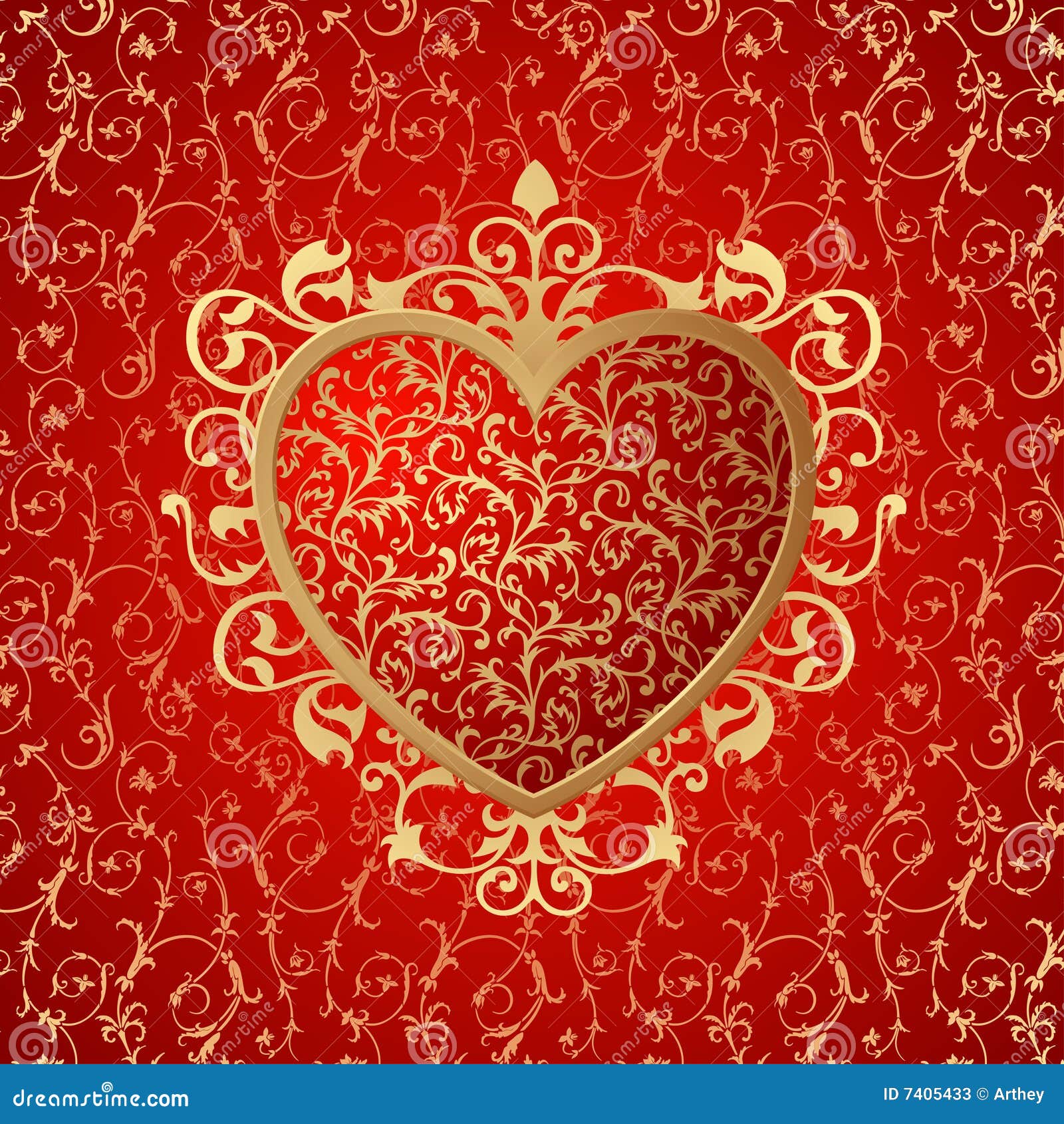 Vector. Heart Ornament Background Stock Vector - Illustration of love ...