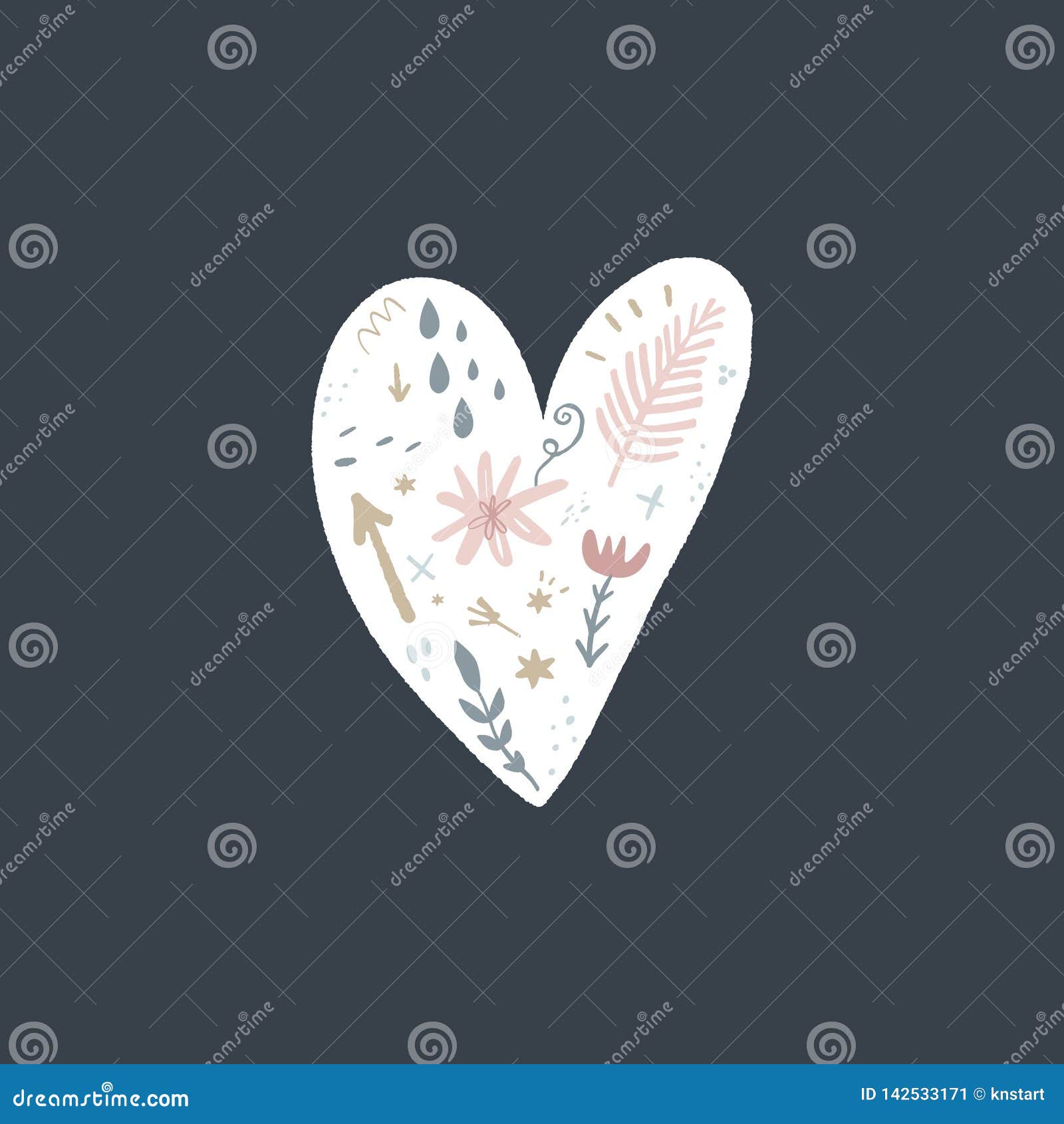 Vector Heart with Pattern Inside. Child Illustration, Doodle, Nursery ...