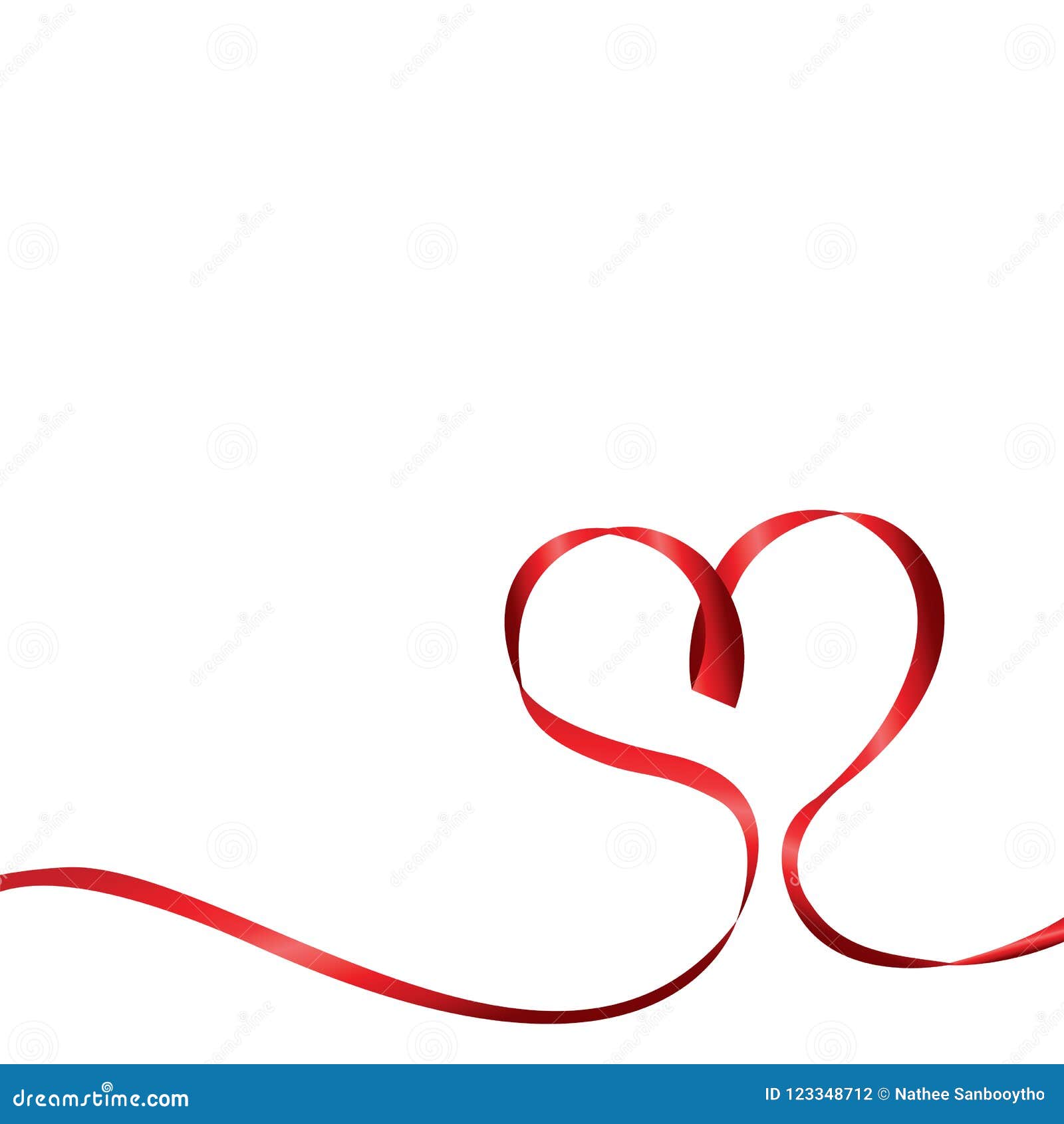 Vector Heart Ribbon on White Background Stock Vector - Illustration of ...