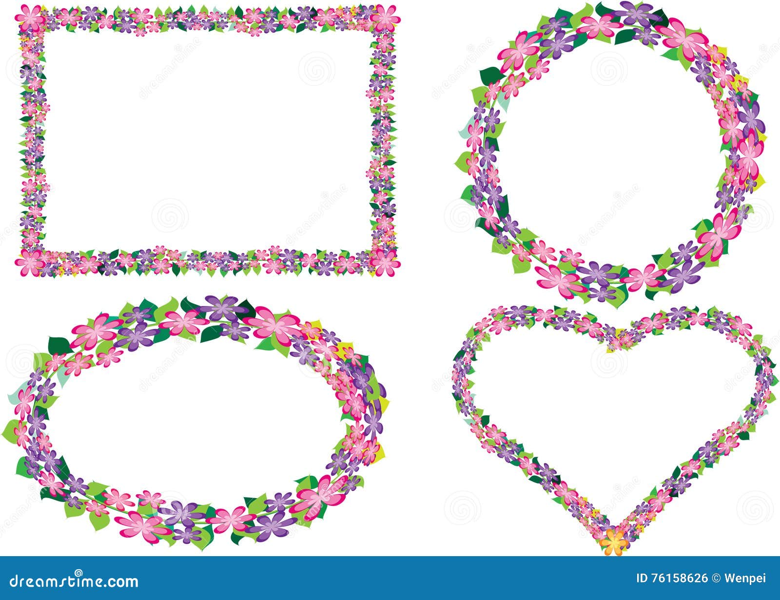 Vector Heart Shape Border Set Stock Illustration - Illustration of ...