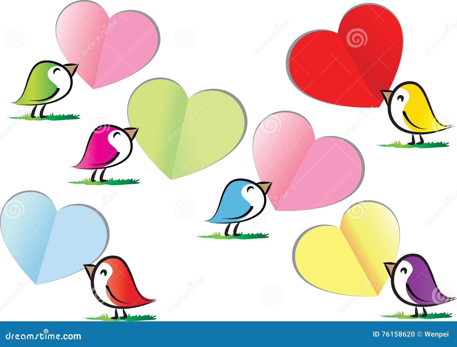 Vector Heart Shape Card and Bird Stock Vector - Illustration of shape ...