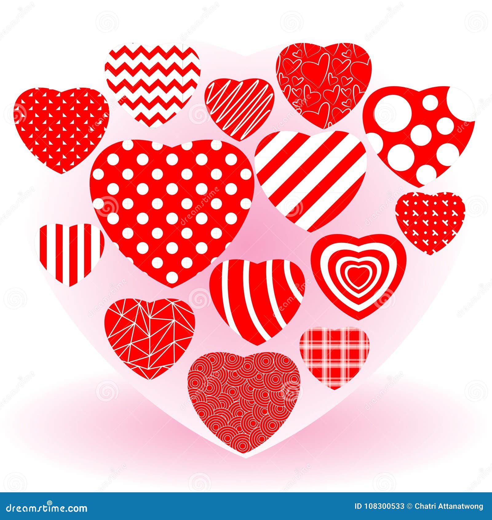 Vector Heart Shape Icon Random Pattern Set Stock Illustration ...