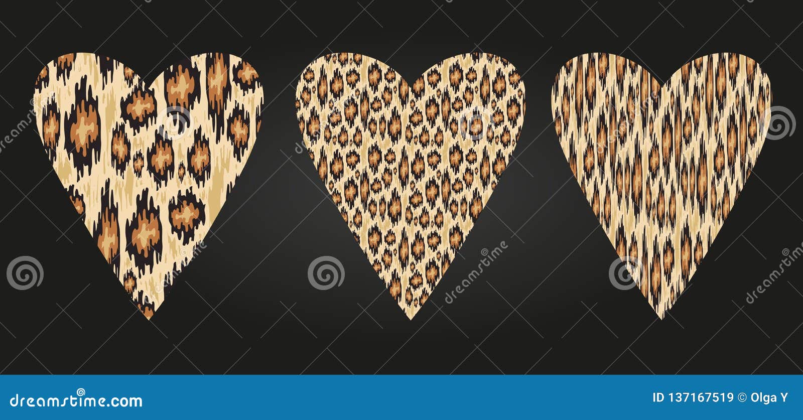 Vector Heart Shape - Leopard Texture and Distressed Ikat Pattern Stock ...