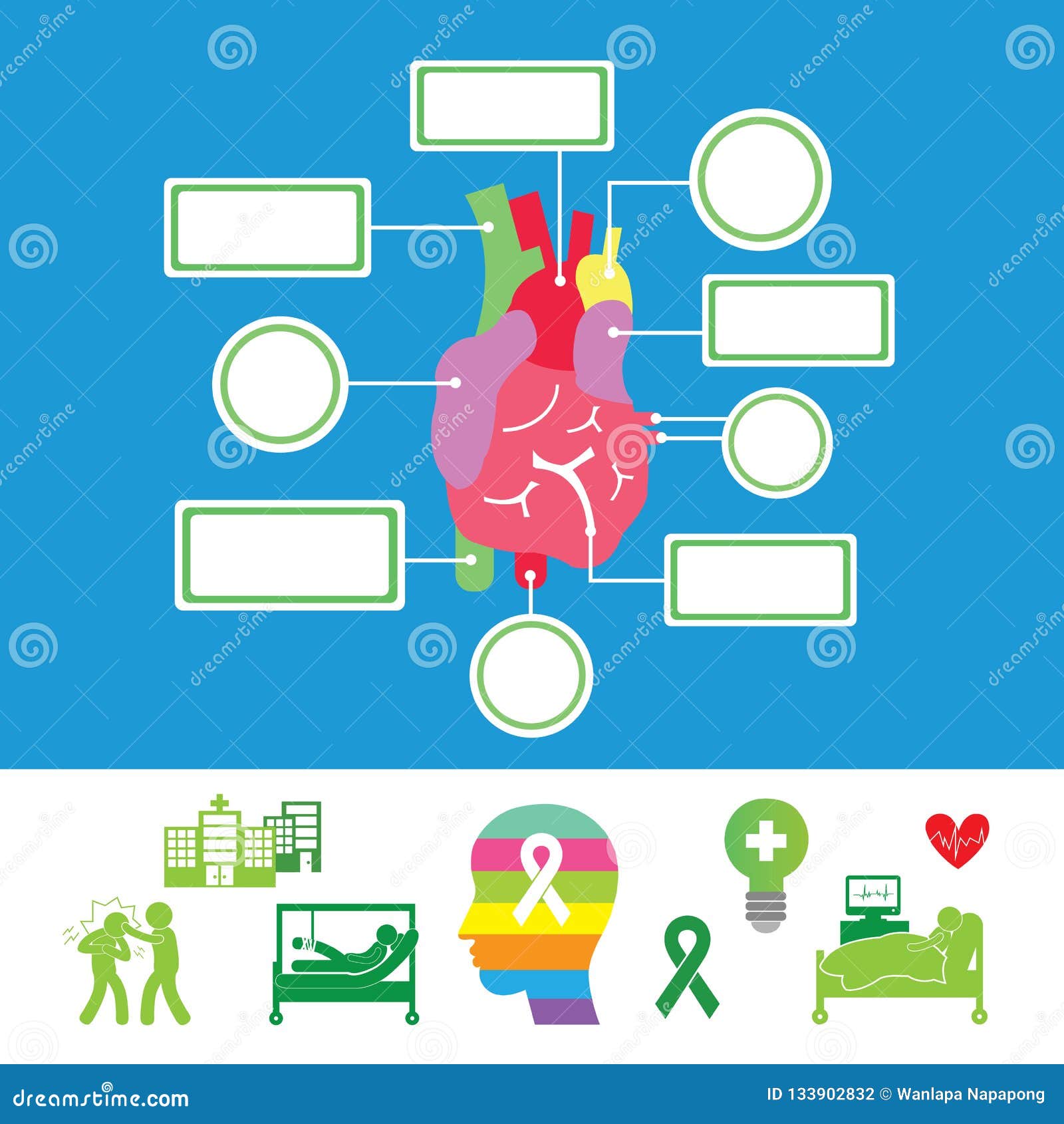 Heart System Hospital Icon Set Stock Vector - Illustration of aorta ...