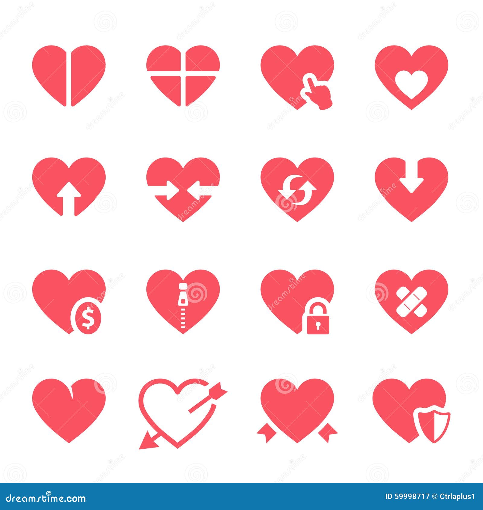Vector hearts icons set stock vector. Illustration of icons - 59998717