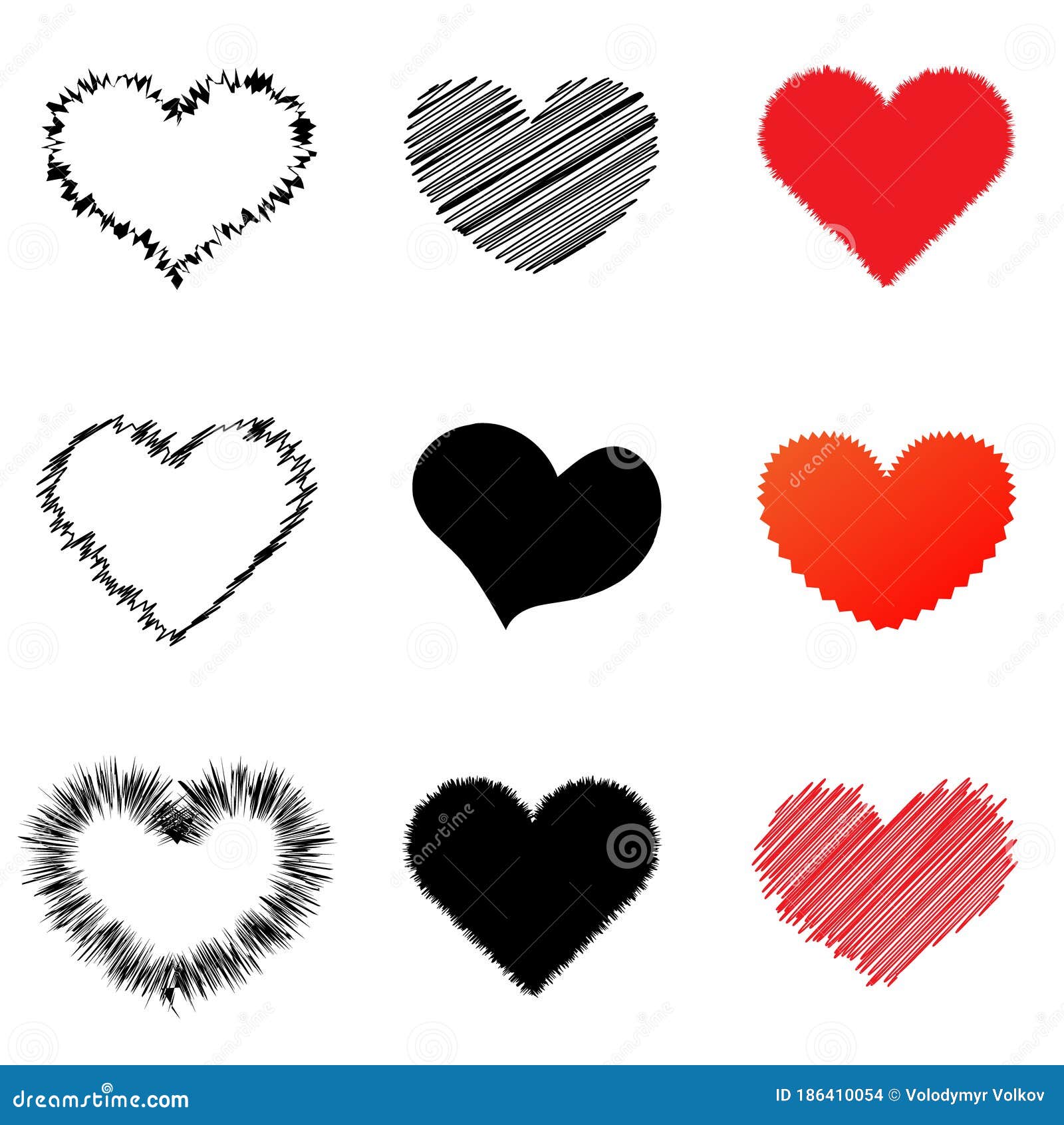 Vector Hearts Set. Different Style and Shape. Stock Vector ...