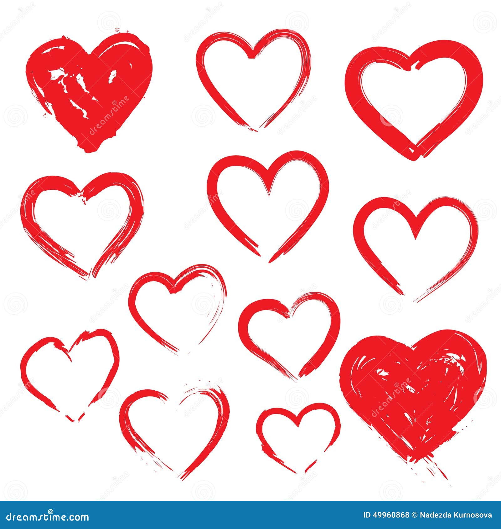 Vector Hearts Set. Hand Drawn. Stock Vector - Illustration of ...