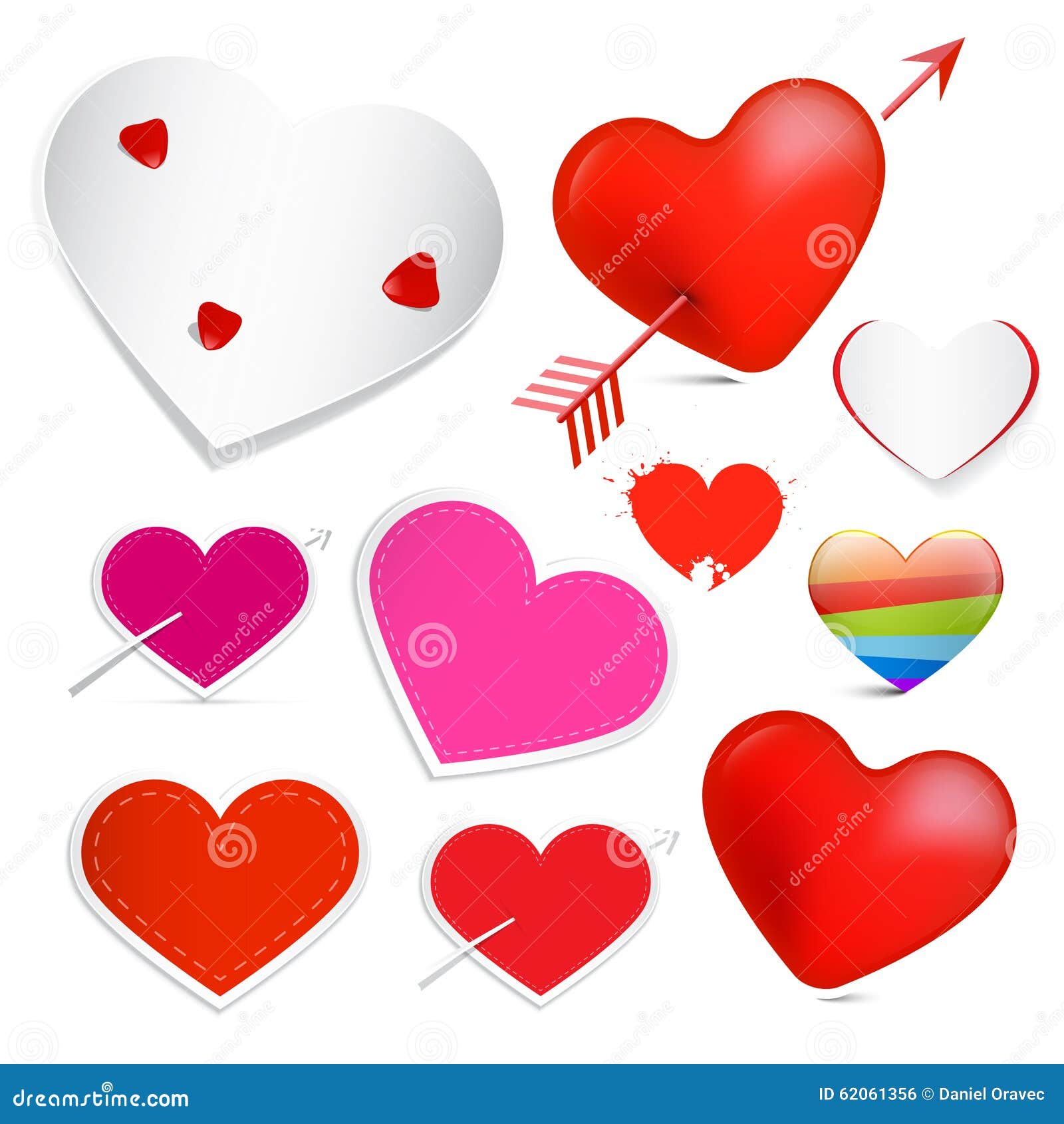 Vector Hearts Set stock vector. Illustration of holiday - 62061356
