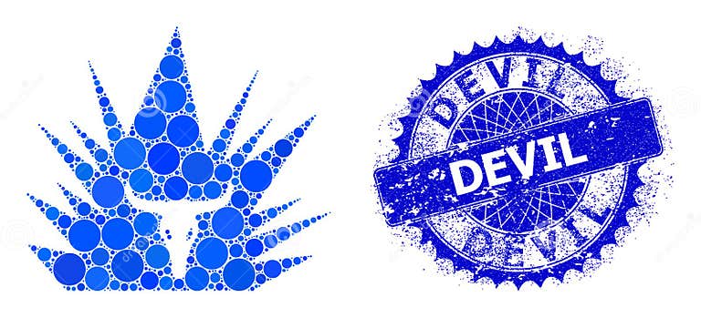 Vector Hell Demon Composition of Dots and Grunge Devil Badge Stock ...