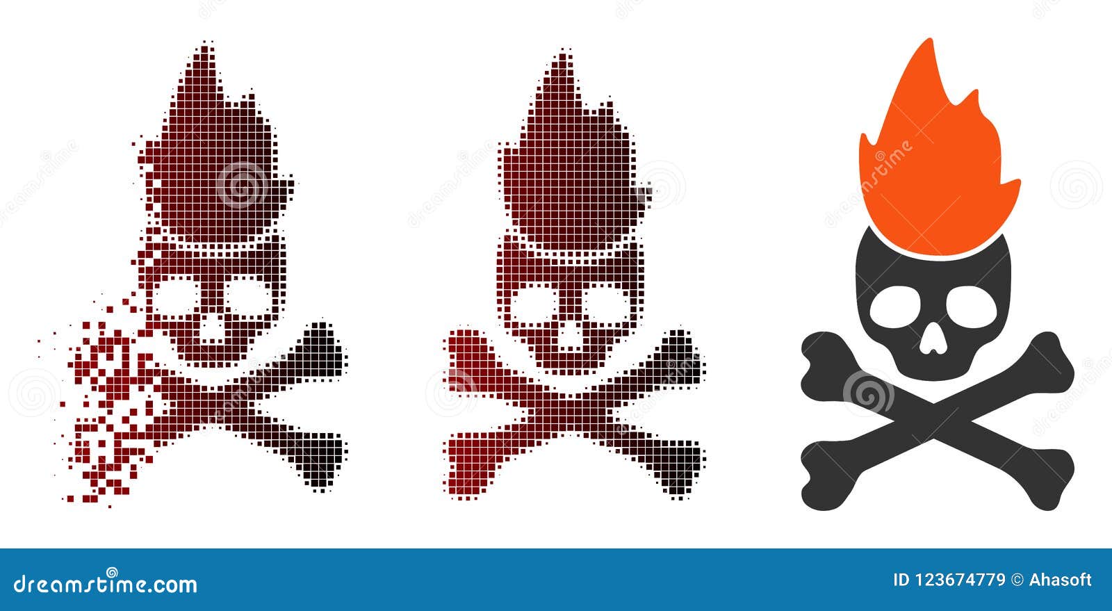 Fragmented Pixel Halftone Hell Fire Icon Stock Vector - Illustration of ...