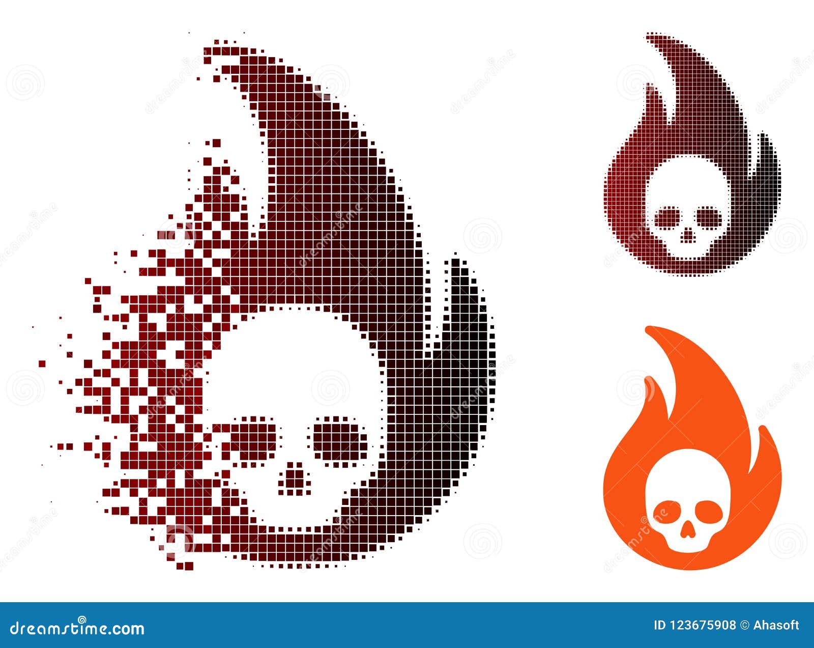 Disappearing Pixel Halftone Hellfire Icon Stock Vector - Illustration ...