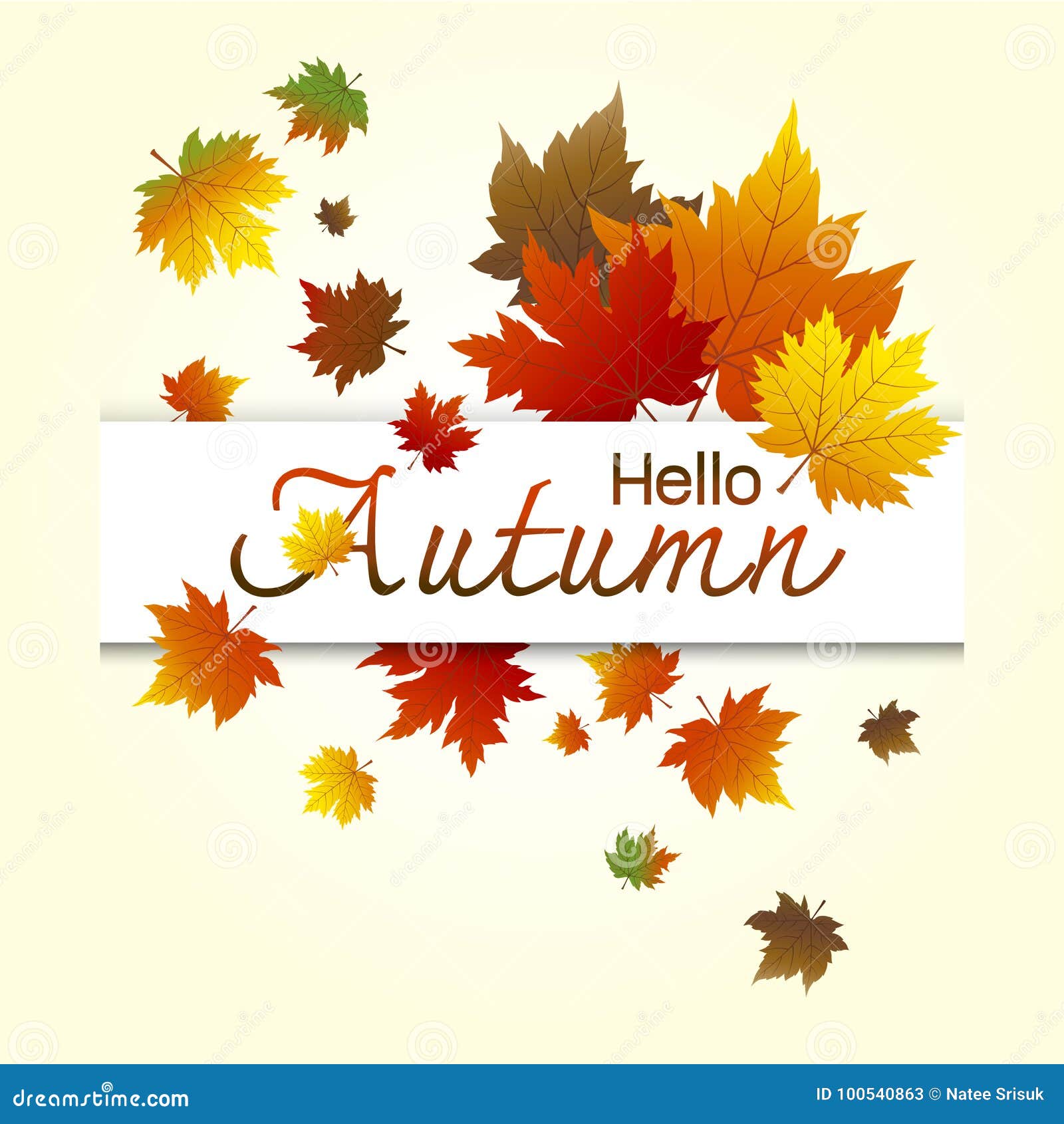 Vector Hello Autumn Maple Leaves Stock Vector - Illustration of autumn ...