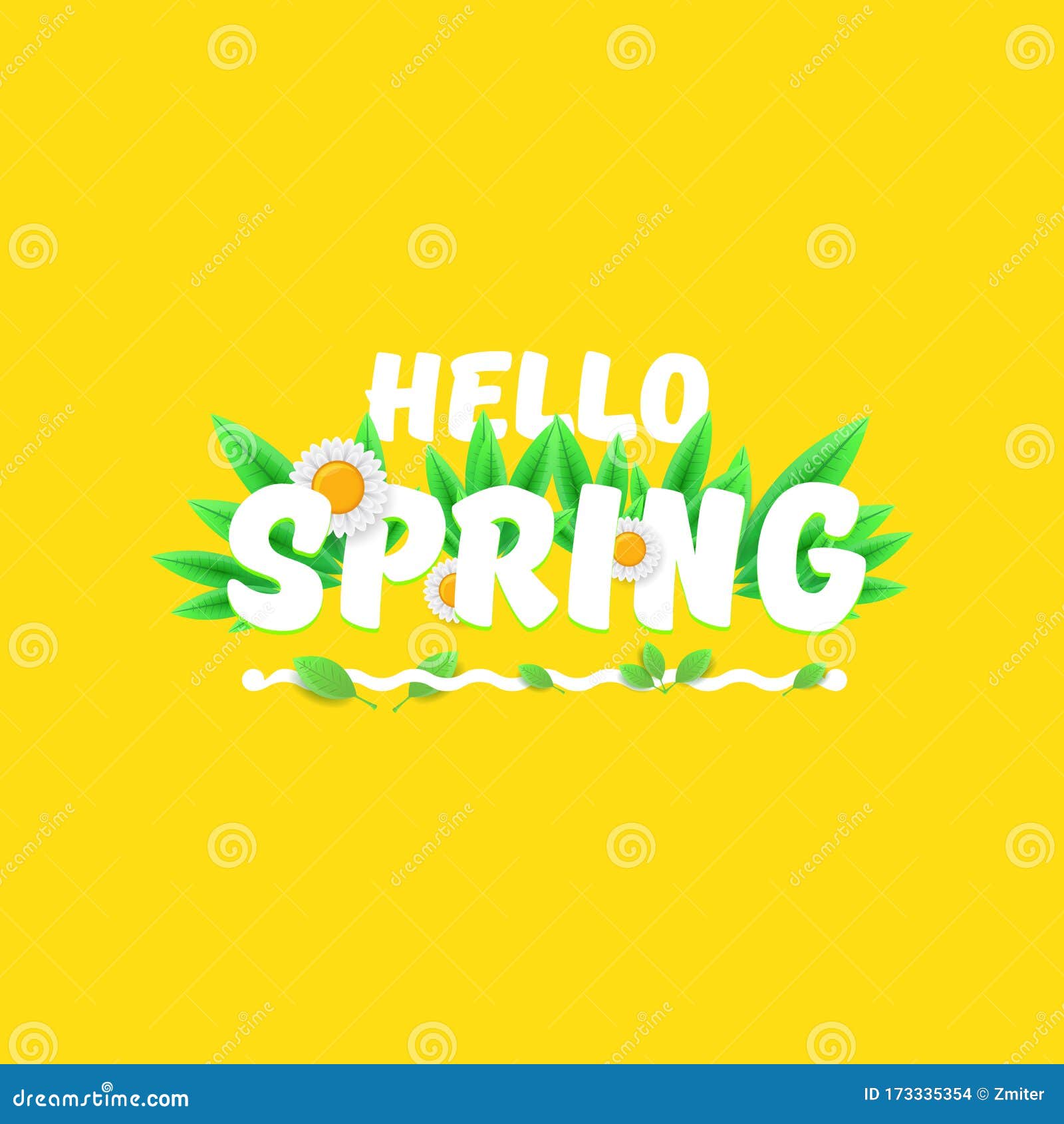 Vector Hello Spring Cut Paper Banner with Text and Flowers. Hello ...