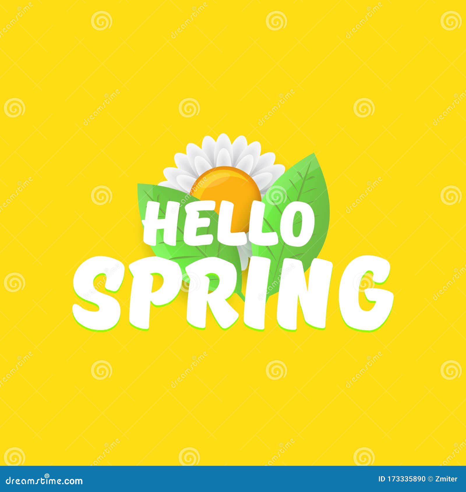 Vector Hello Spring Cut Paper Banner with Text and Flowers. Hello ...