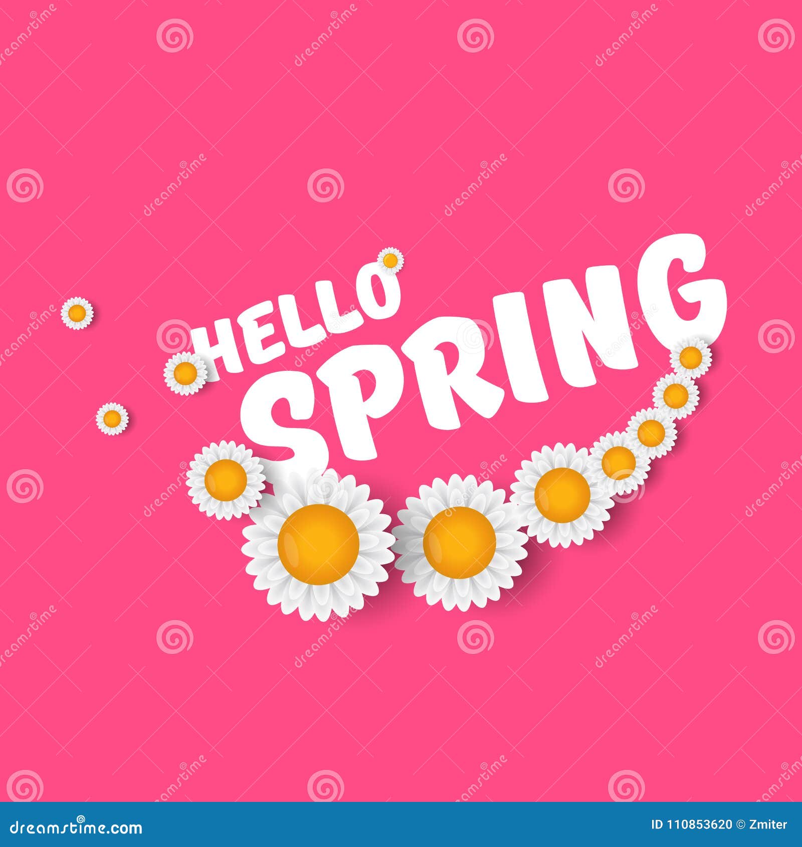 Vector Hello Spring Cut Paper Banner With Text And Flowers. Hello ...