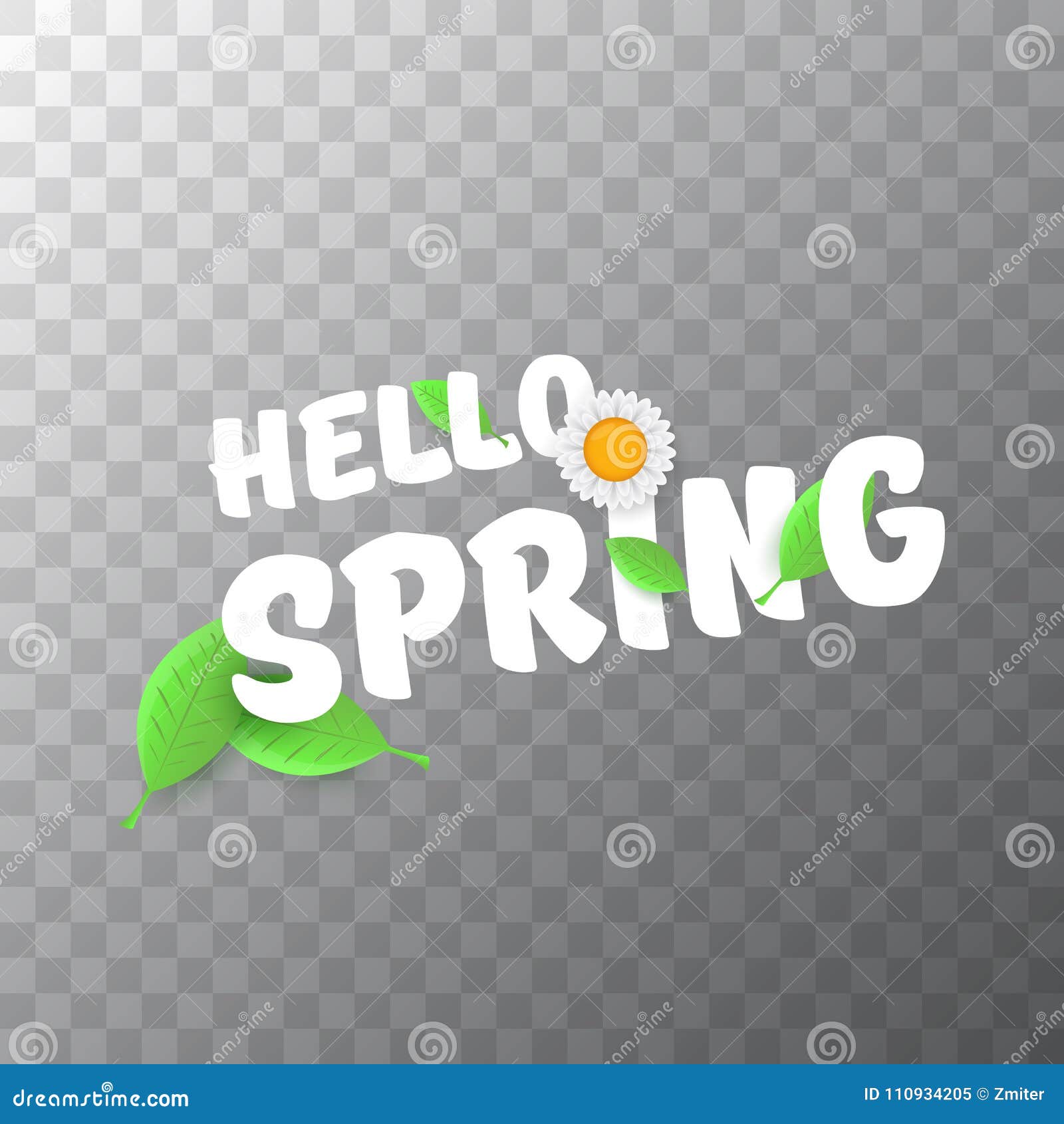 Vector Hello Spring Cut Paper Banner with Text and Flowers. Hello ...