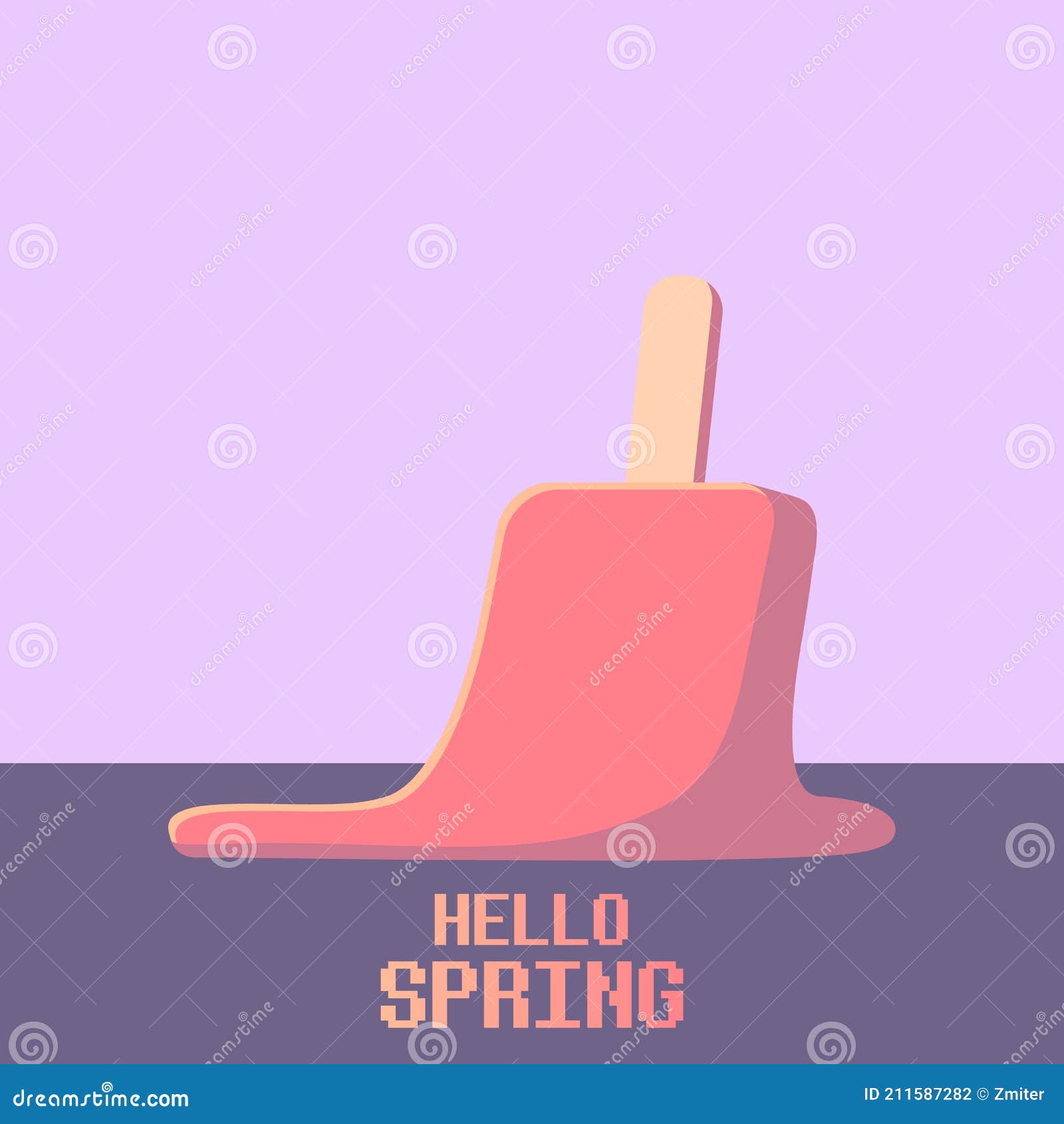 Vector Hello Spring Vintage Concept Illustration with Flat Melt Ice ...