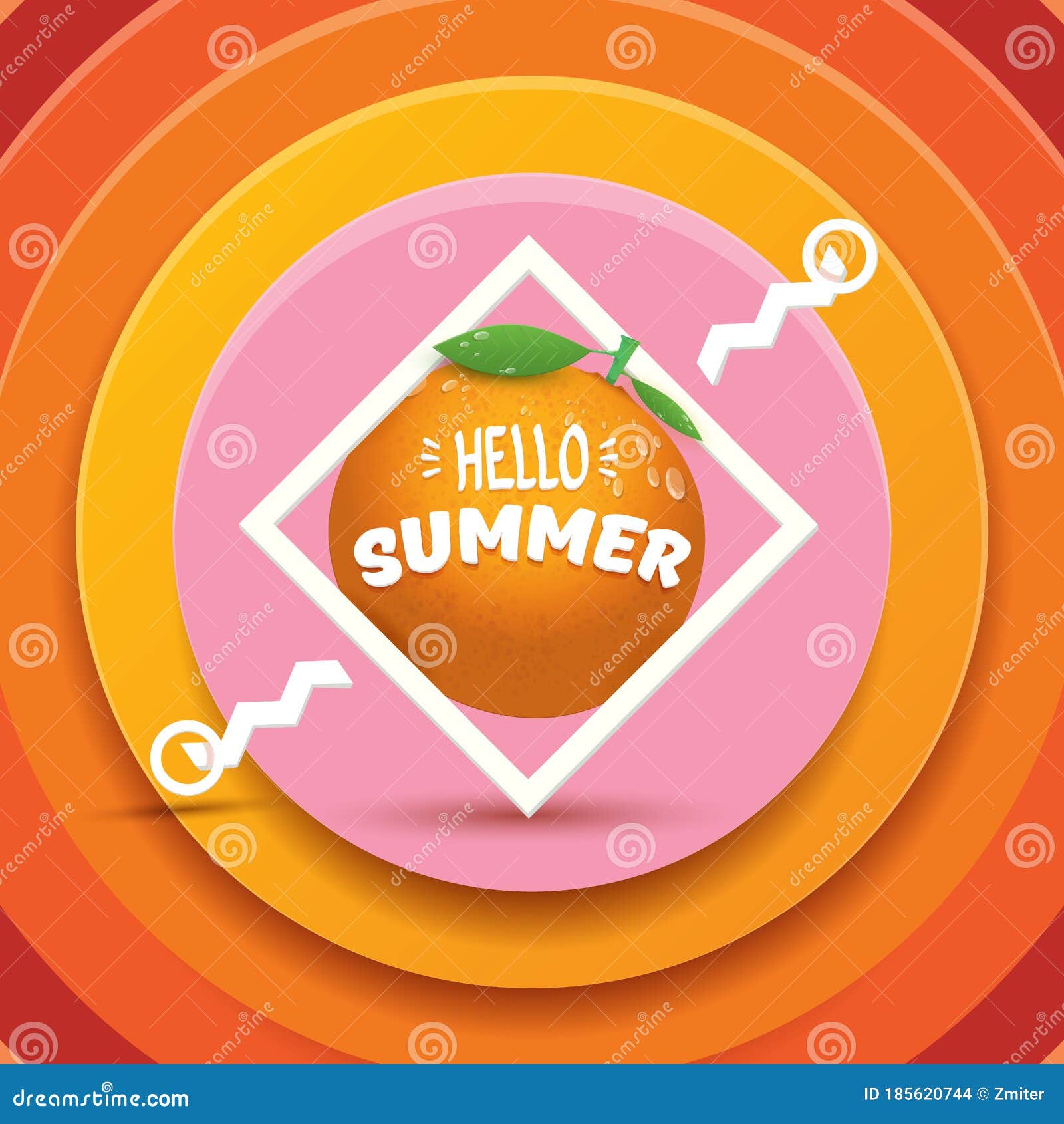 Vector Hello Summer Label or Flyer Design Template with Fresh Orange ...