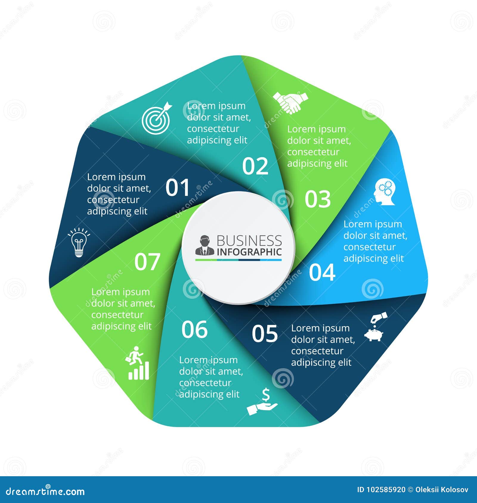 Vector Heptagon With Circles For Infographic. | CartoonDealer.com #57734898