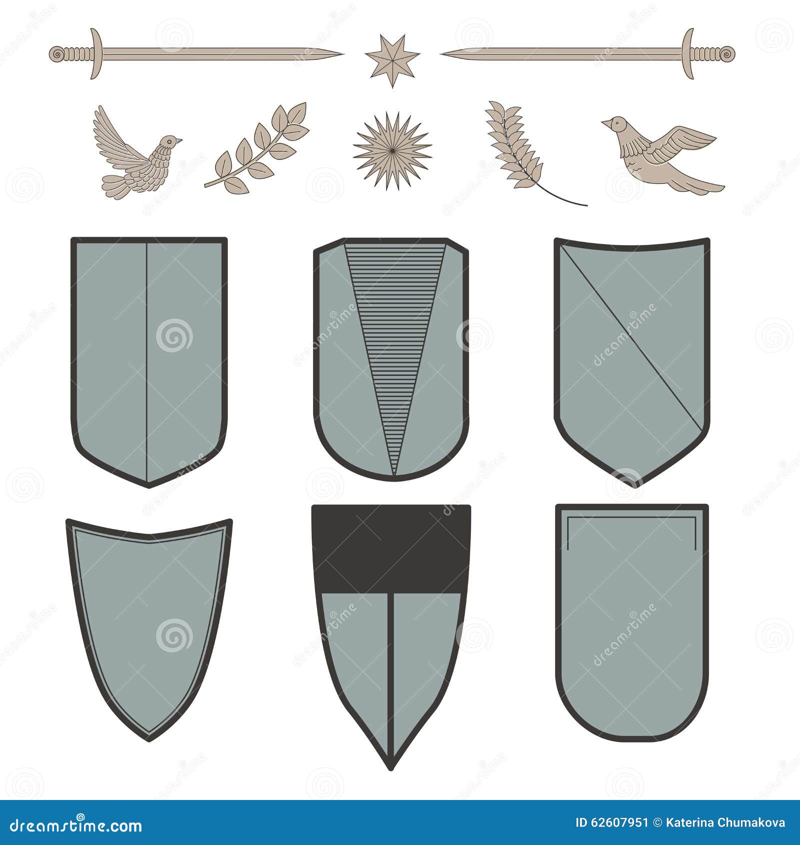 Vector Heraldic Shield Set on White Background. Stock Vector ...