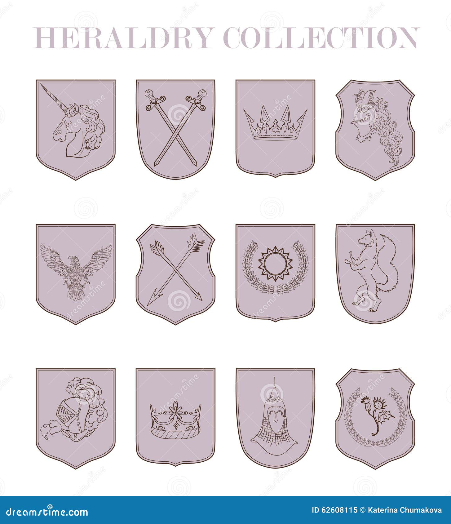 Vector Heraldry Emblem Collection. Stock Vector - Illustration of badge ...