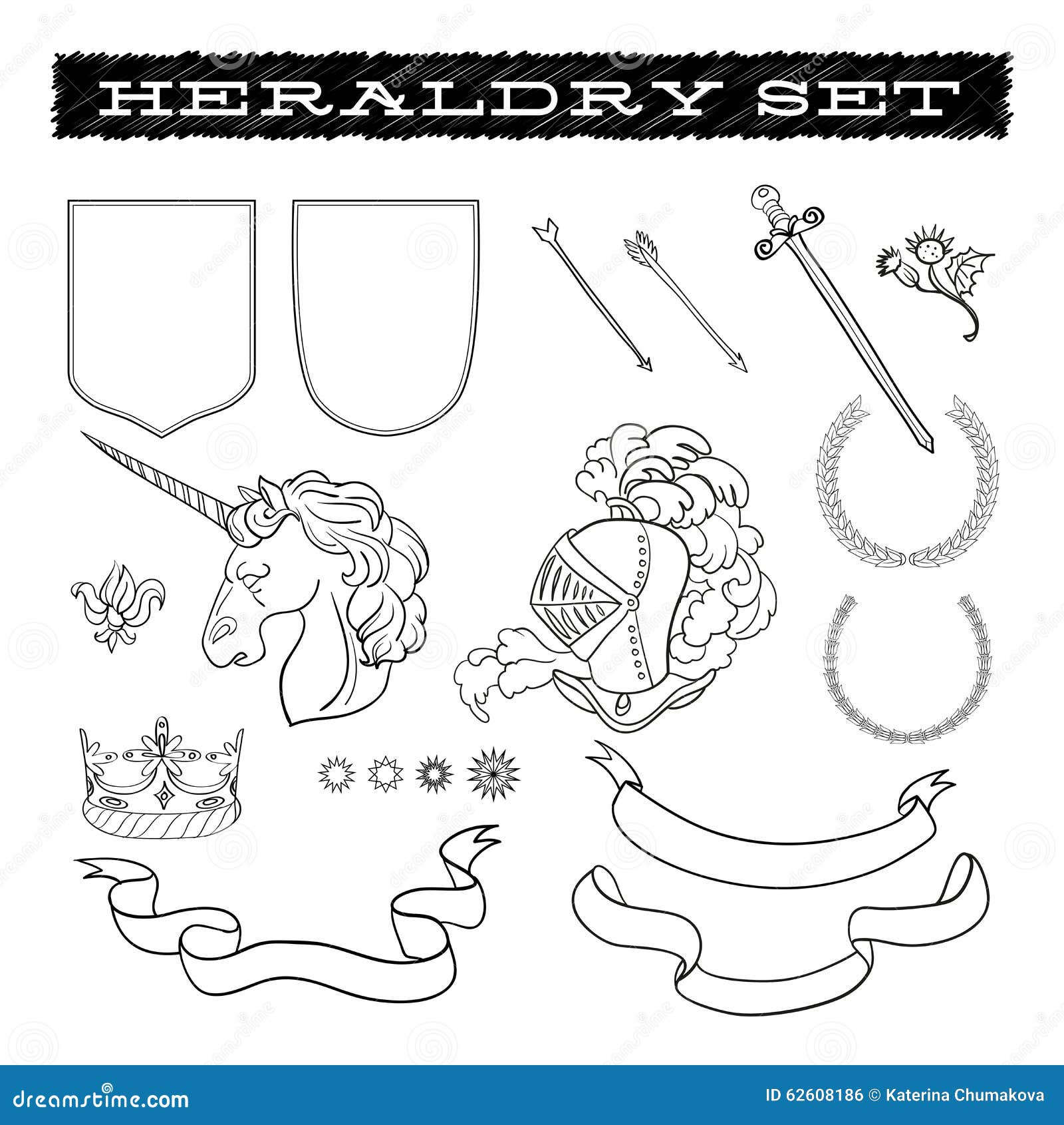 Vector Heraldry Emblem Collection. Stock Vector - Illustration of ...