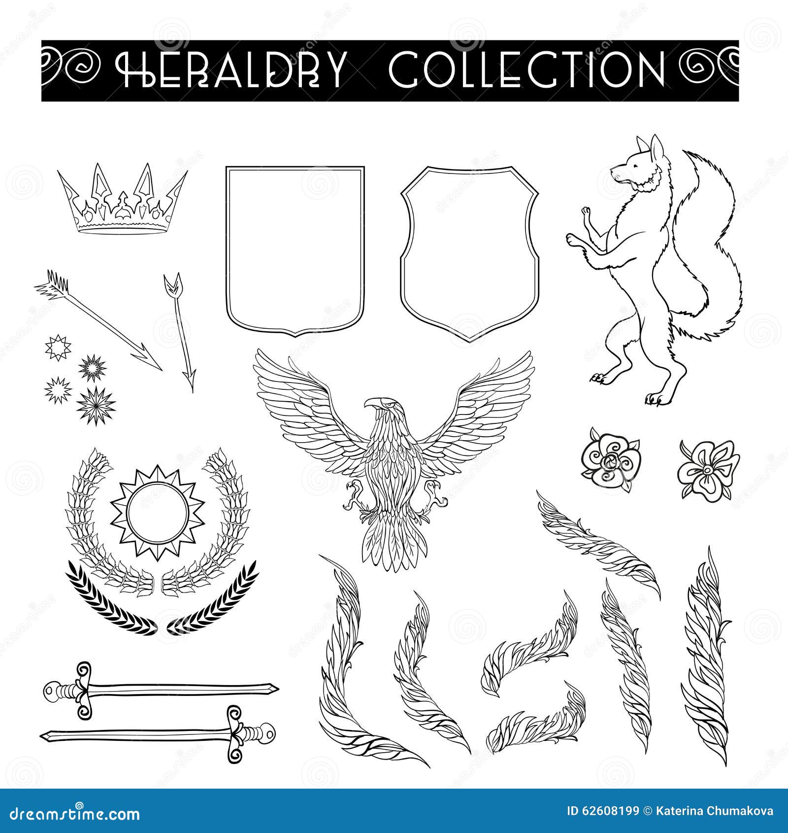 Vector Heraldry Emblem Collection. Stock Vector - Illustration of ...