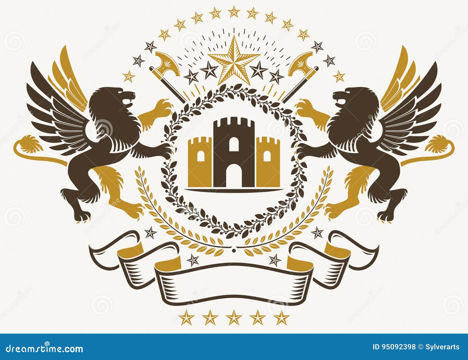Vector Heraldry Emblem Composed with Decorative Heraldic Element Stock ...