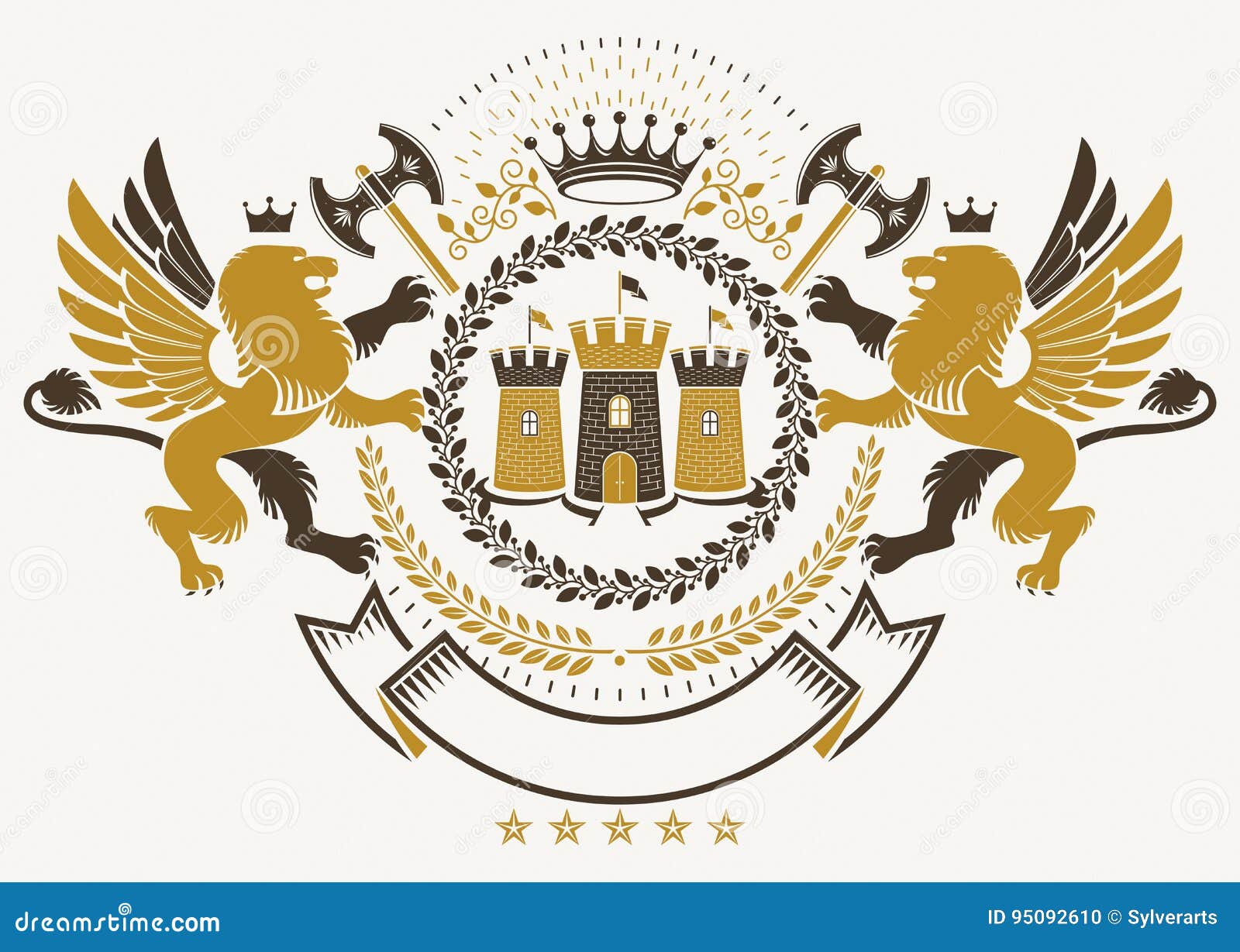 Vector Heraldry Emblem Composed with Decorative Heraldic Element Stock ...